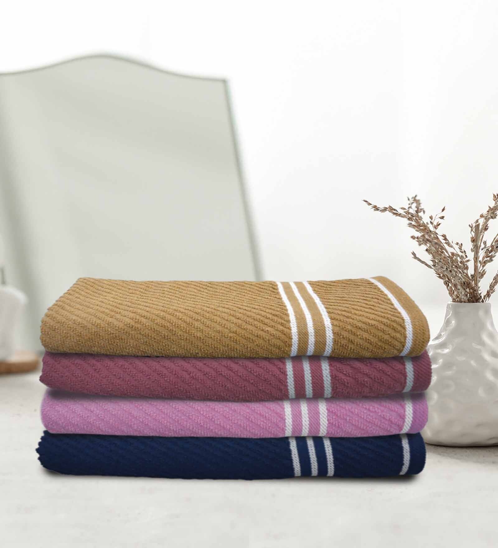 Buy Multicolor Cotton Solid 500 GSM Bath Towels (4Pcs) at 52% OFF by ...