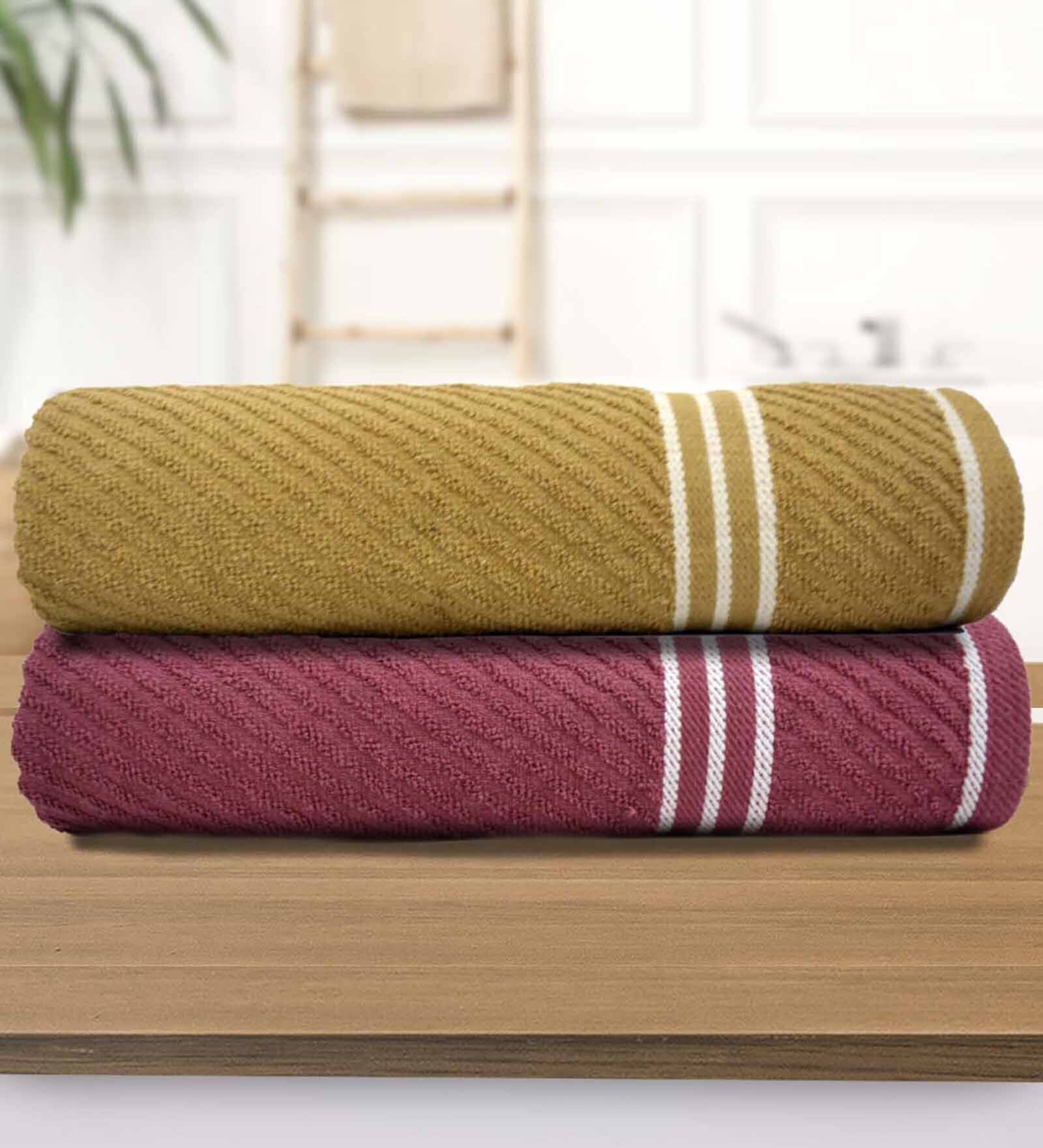 Buy Multicolor Cotton Solid 500 GSM Bath Towels (Pack of 2) at 50% OFF ...