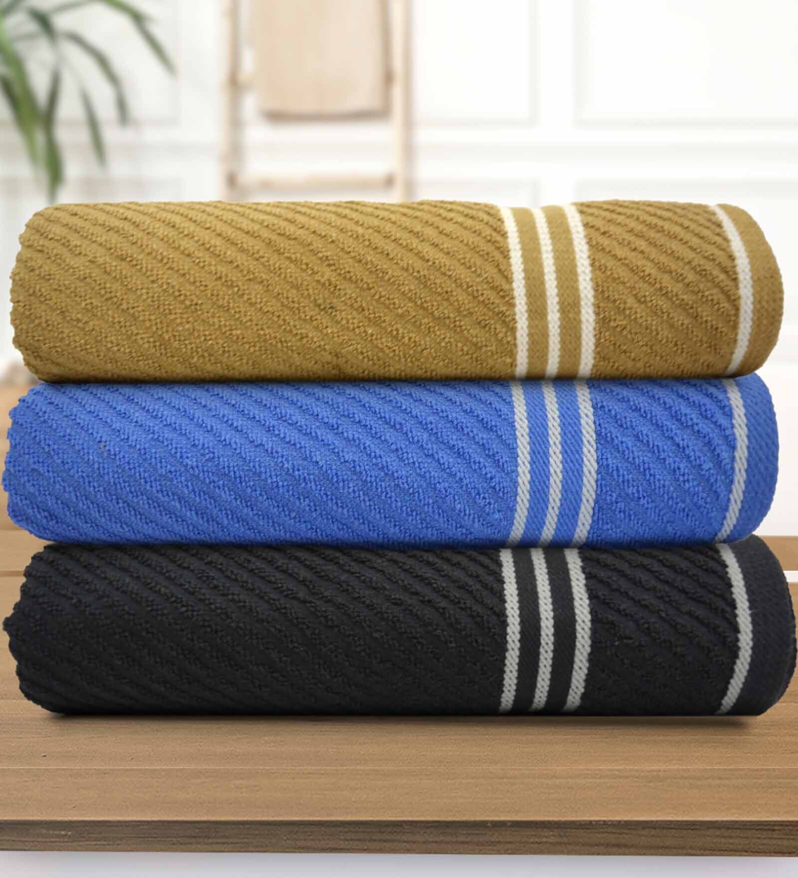 Buy Multicolor Cotton Solid 500 GSM Bath Towels (Pack of 3) at 50% OFF ...
