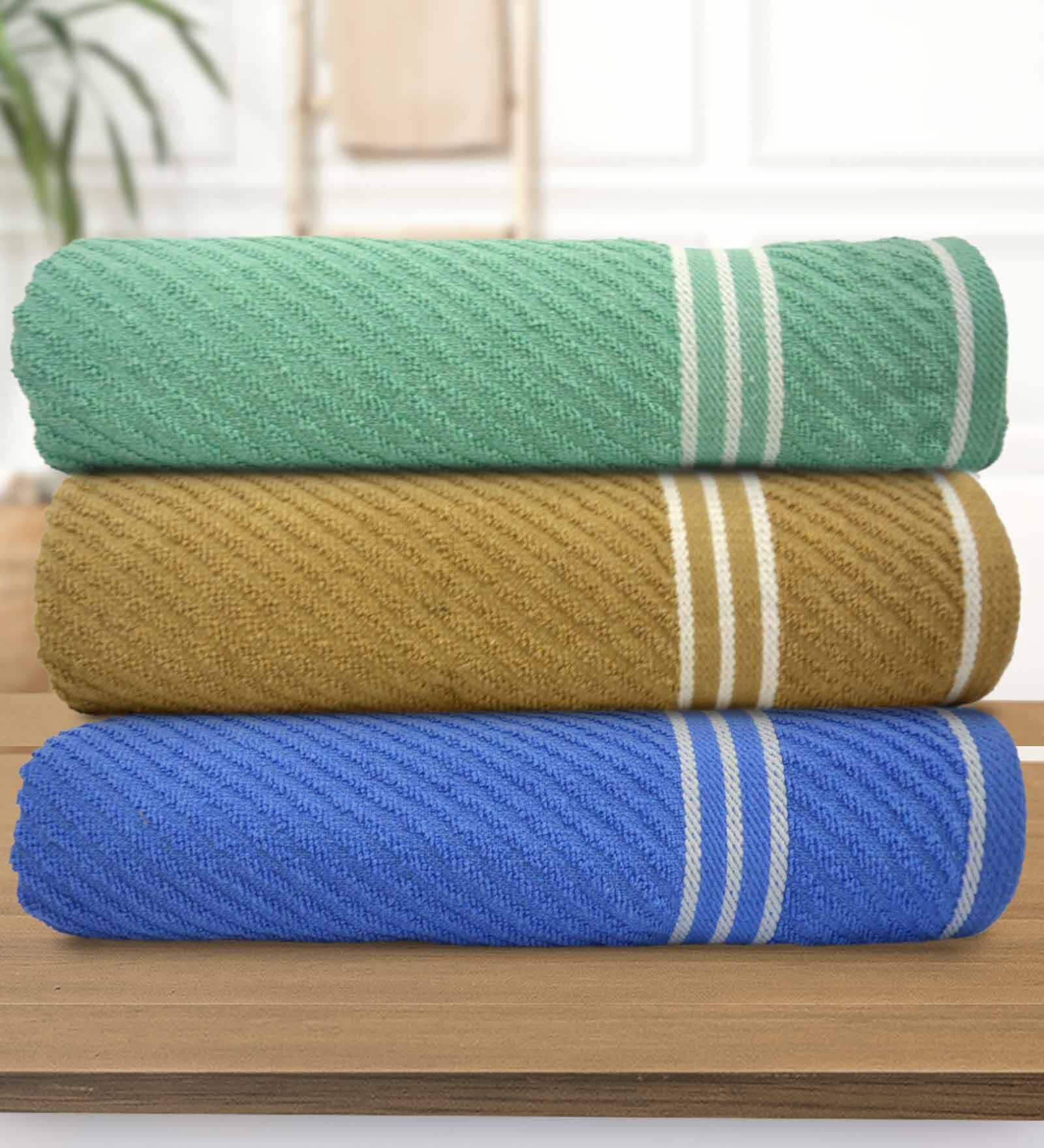 Buy Multicolor Cotton Solid 500 GSM Bath Towels (Pack of 3) at 50% OFF ...