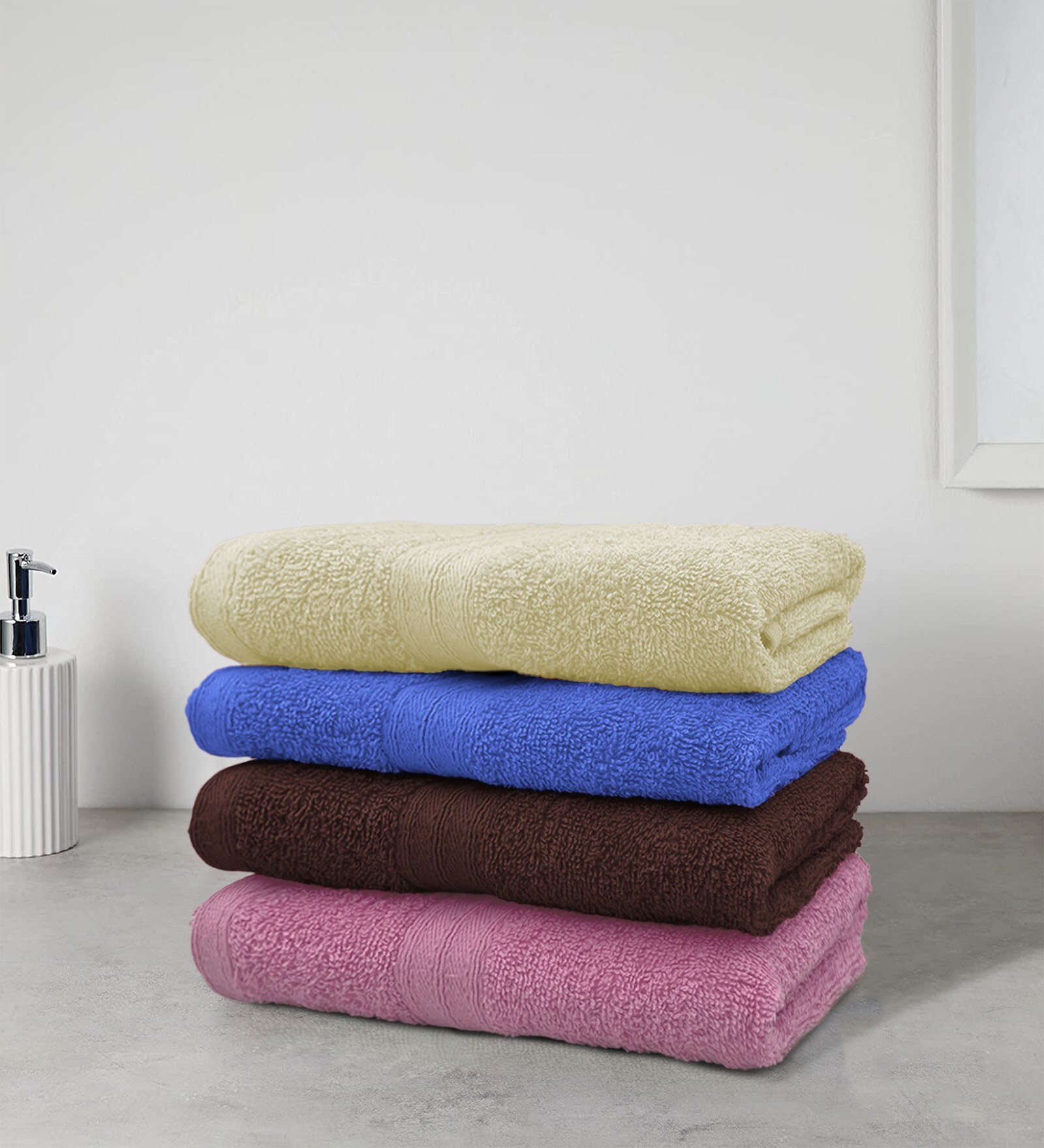 Buy Multicolor Cotton Solid 500 GSM Hand Towel (Set of 4) by Sassoon ...