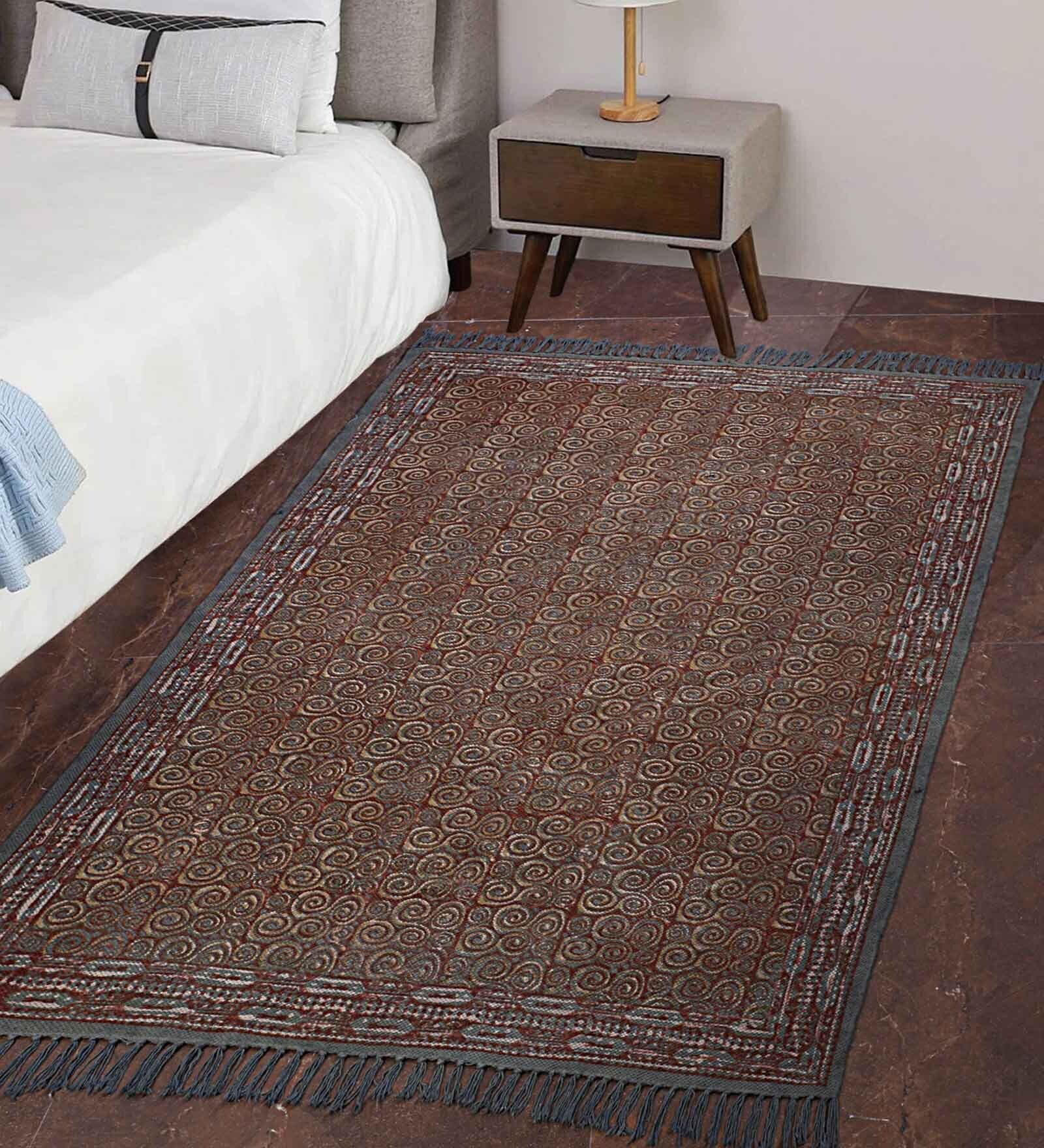 Buy Multicolor Cotton 4 ft X 6 ft Machine Made Dhurries (Set of 2) by ...