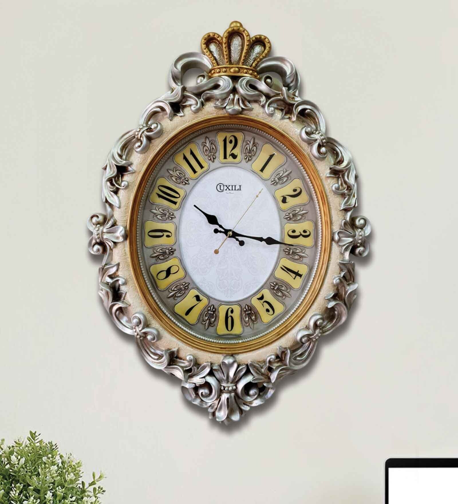 Buy Multicolor Crown Vintage Style Marble Wall Clock at 32% OFF by ...