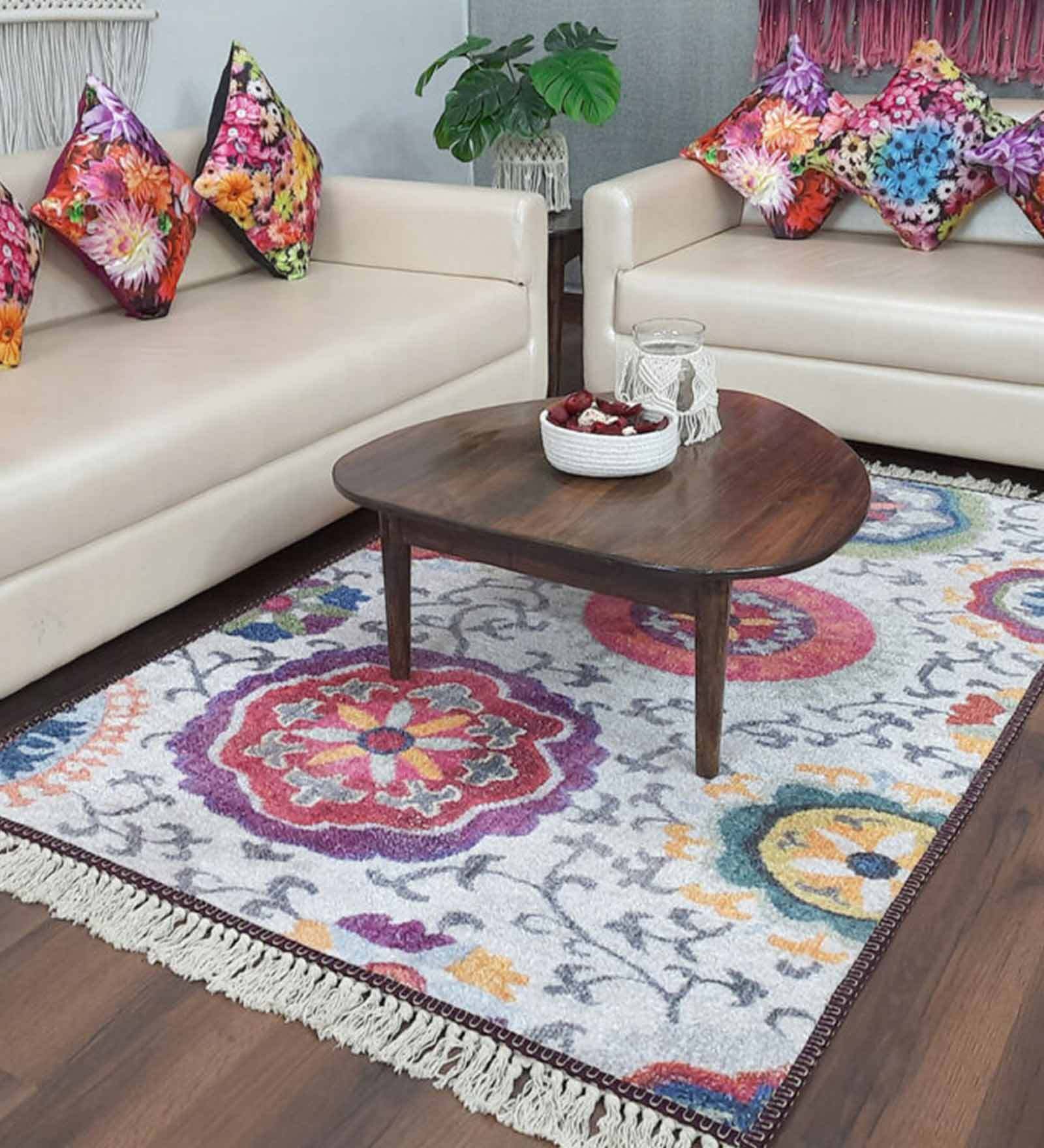 Buy Multicolor Faux Silk Floral 4 x 6 Feet Hand Woven Carpet -Avioni ...