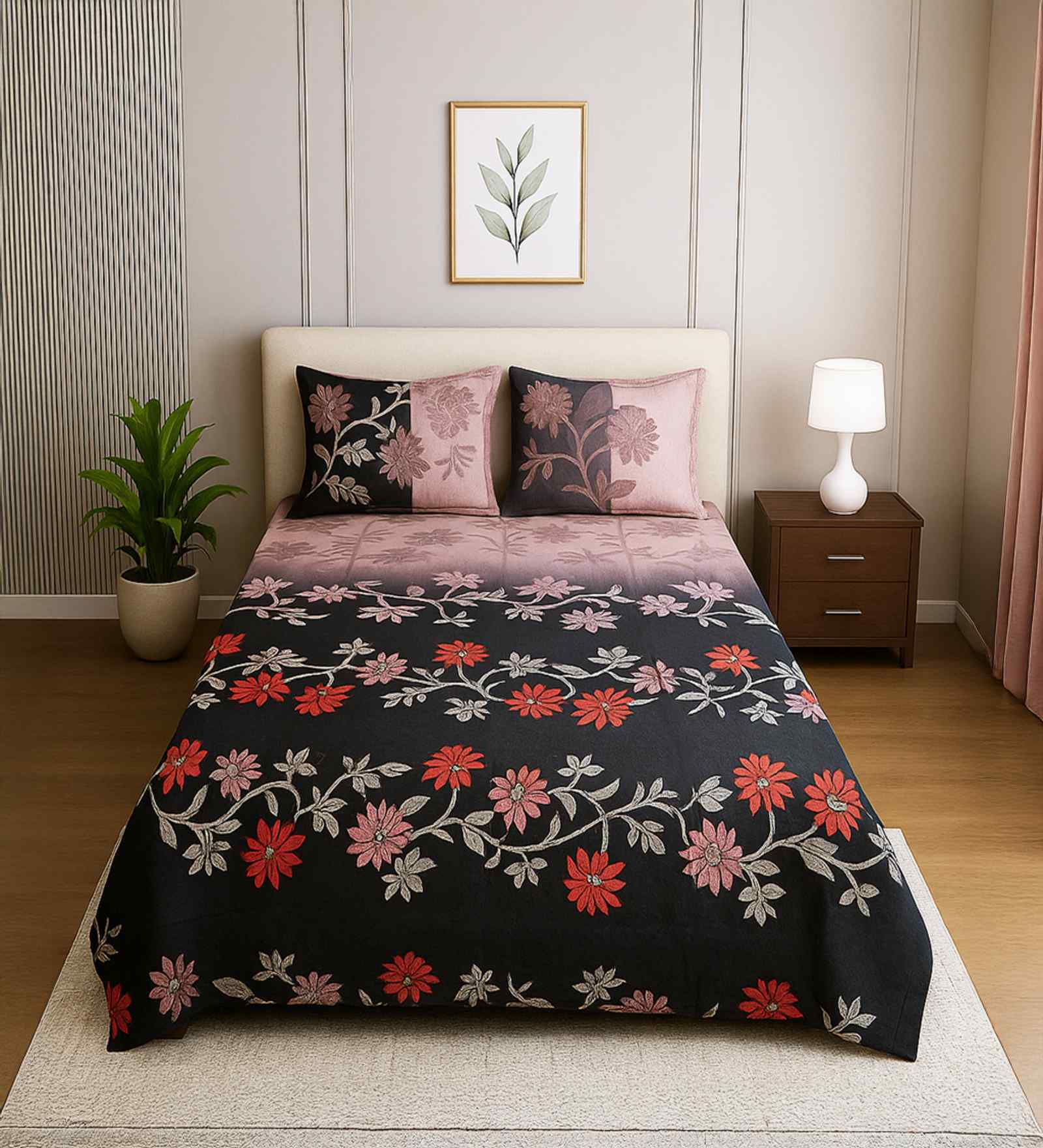 Buy Multicolor Floral 400 TC Cotton Single Bed Size Bedsheet wih 2 ...