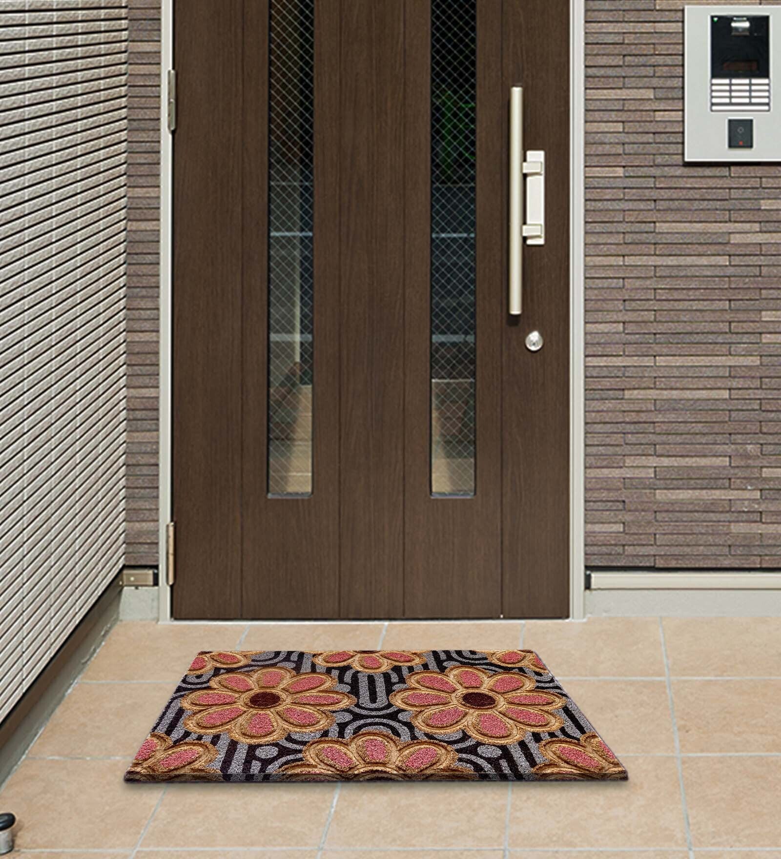 Buy Multicolor Floral Natural Coir 30x18 Inches Antiskid Door Mat at 10 ...