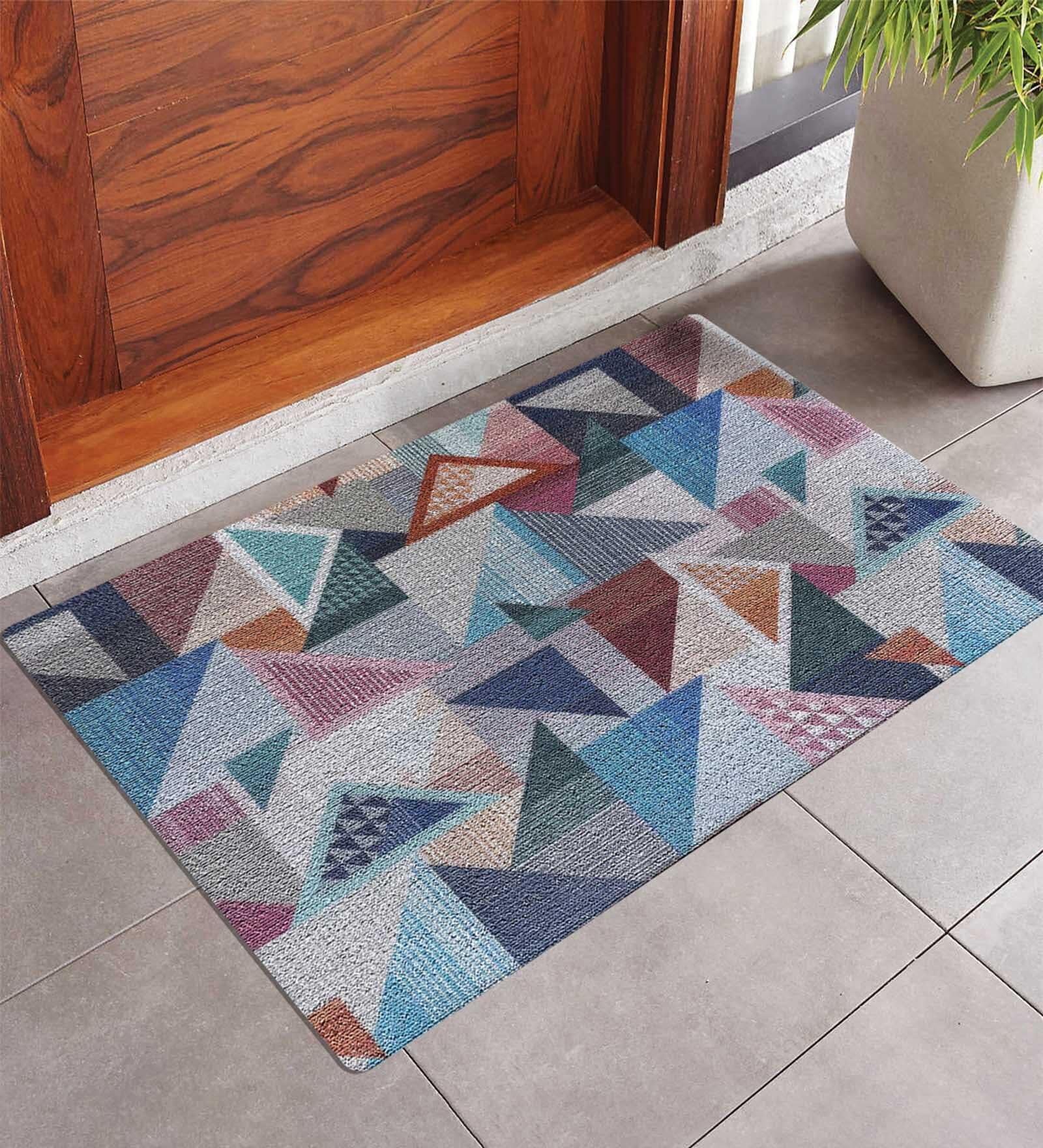 Buy Multicolor Geometric PVC 23 x 16 Inches Anti Skid Door Mat at 10% ...