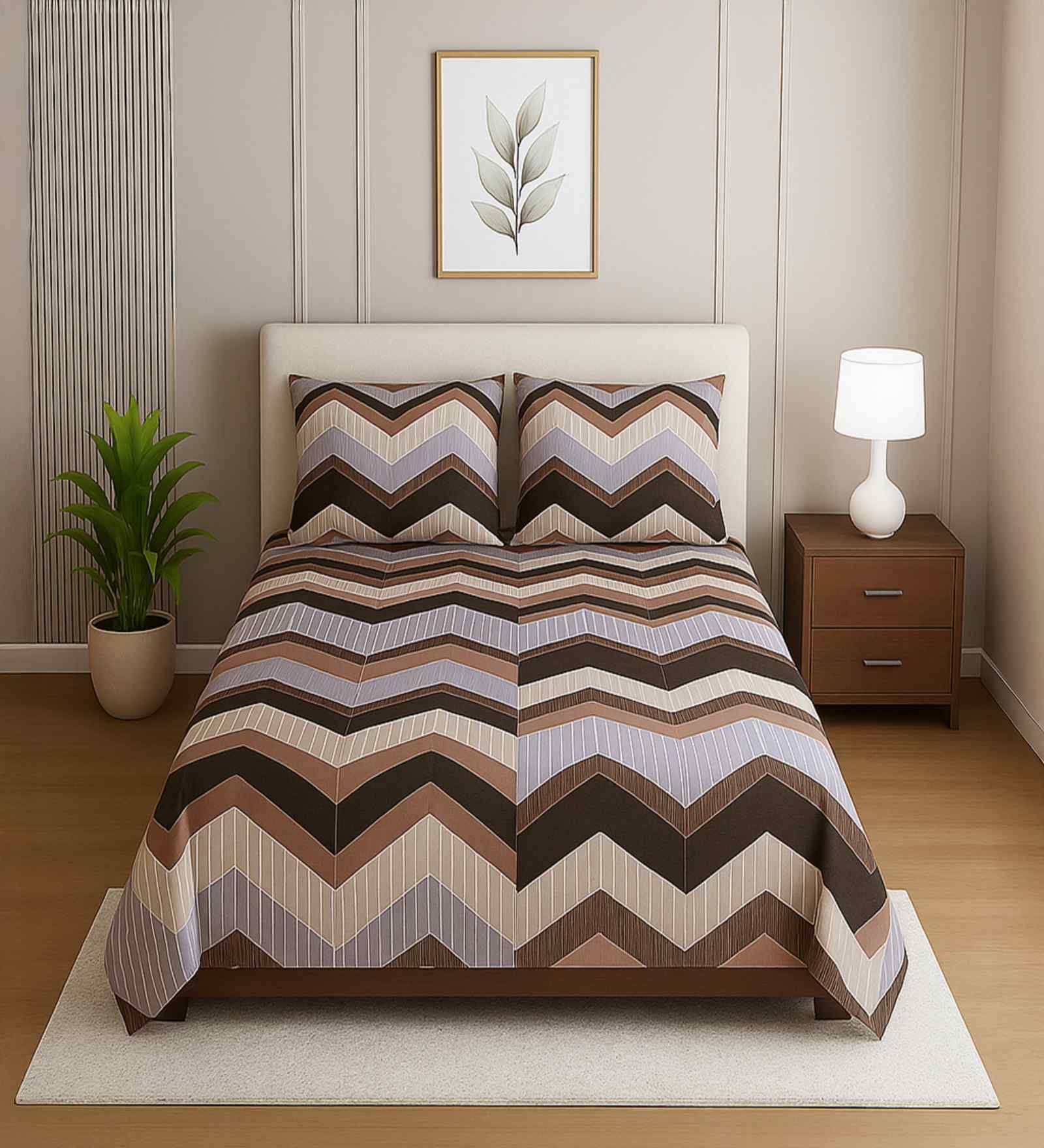 Buy Multicolor Geometric 210 TC Mix Cotton Single Bed Size Bedsheet wih ...