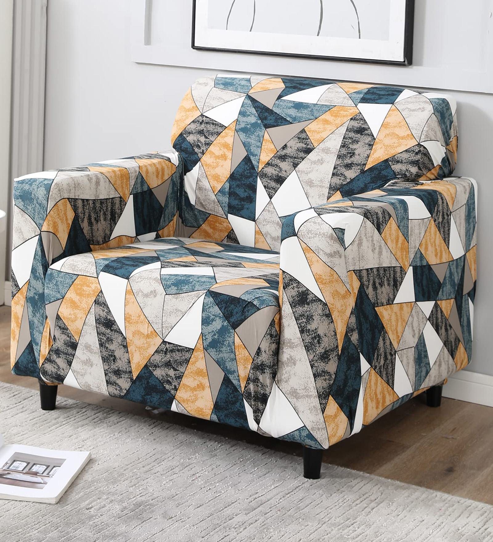 Buy Multicolor Geometric Polyester 1 Seater Sofa Cover at 37% OFF by ...