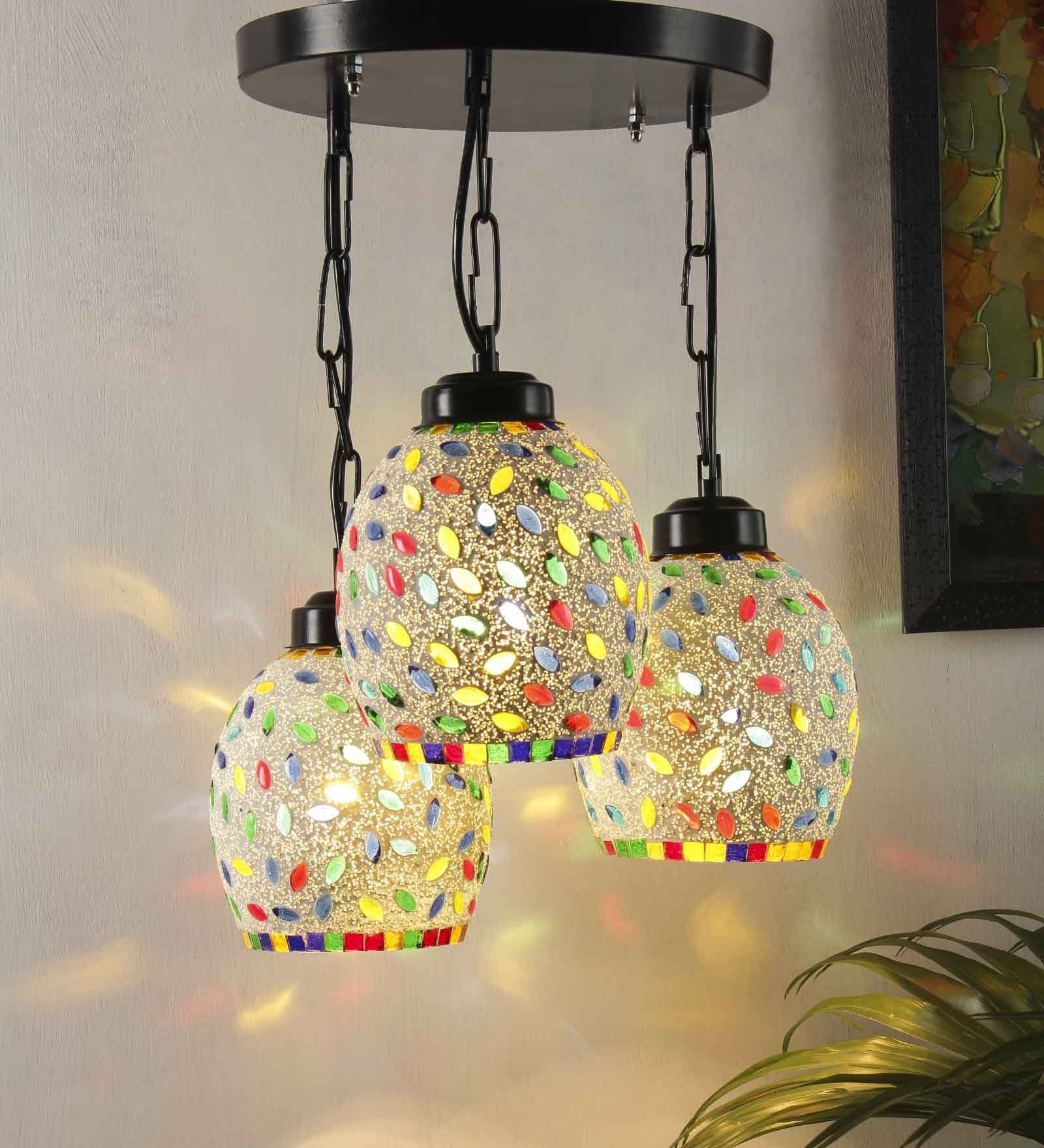 Buy Benevento Black Glass and Iron Cluster Hanging Light at 49% OFF by ...