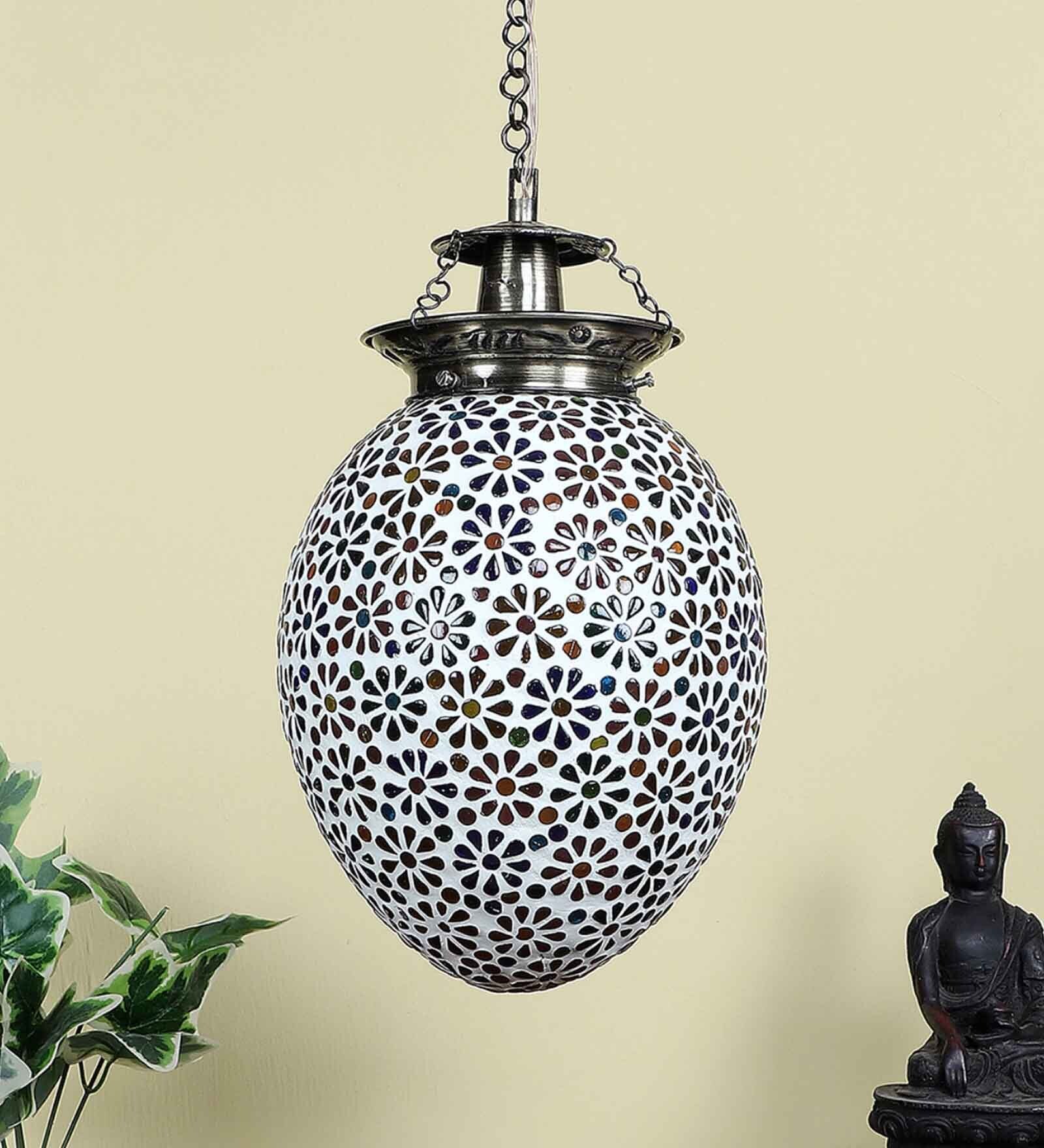 Buy Sergio Antique Brass Glass and Iron Hanging Light at 56% OFF by New ...