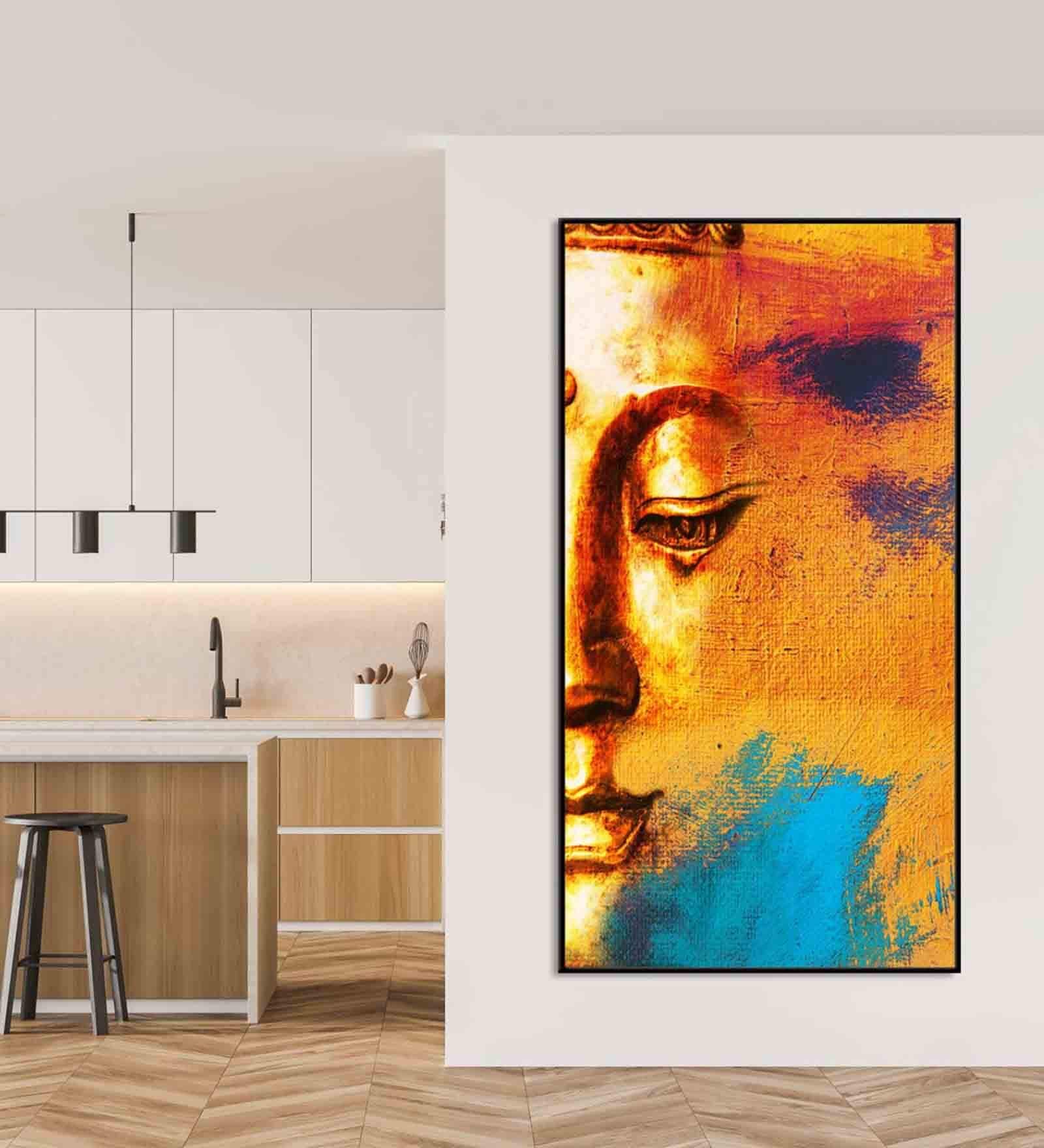 Buy Meditating Buddha Multicolor Canvas Framed Spiritual Art Print at ...