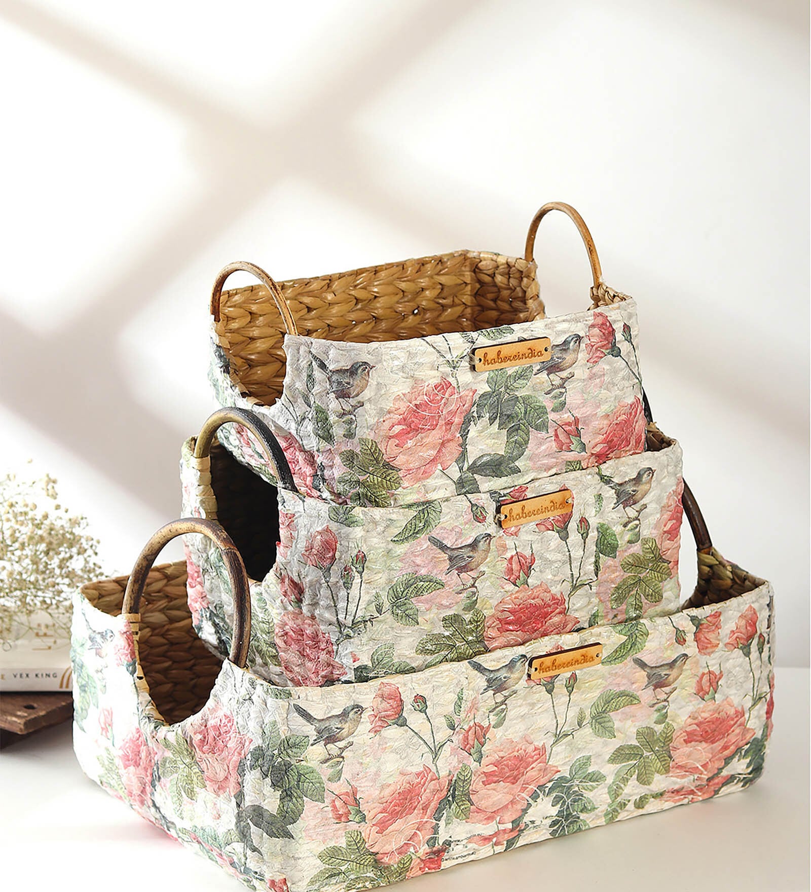 Buy Multicolor Natural Fibre Set of 3 Basket at 28% OFF by Habereindia ...