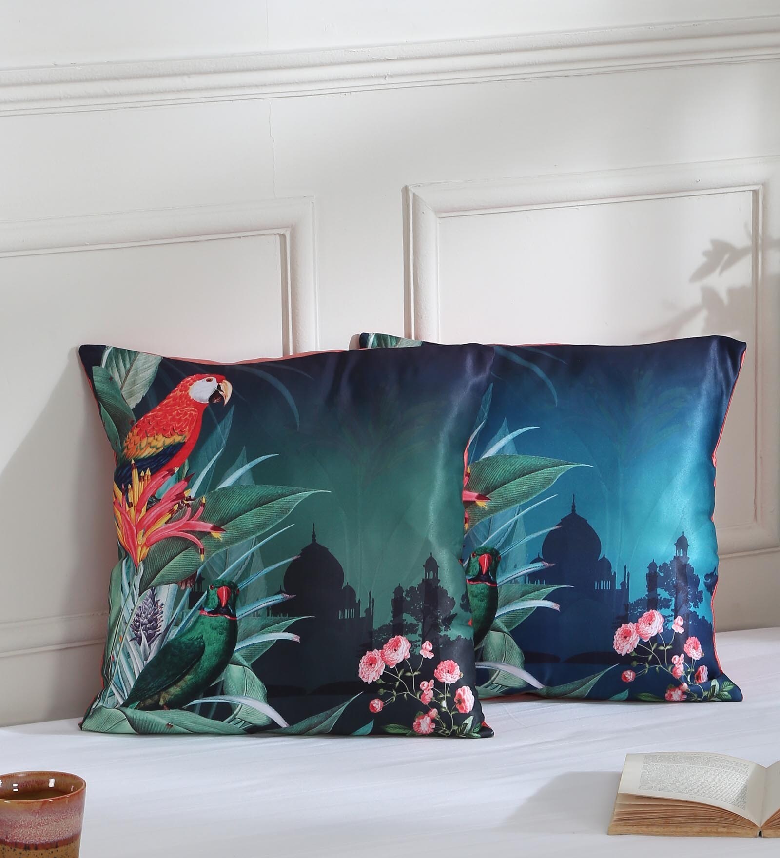 Buy Multicolor Floral Polyester 16 x 16 Inch Cushion Covers (Set of 2 ...