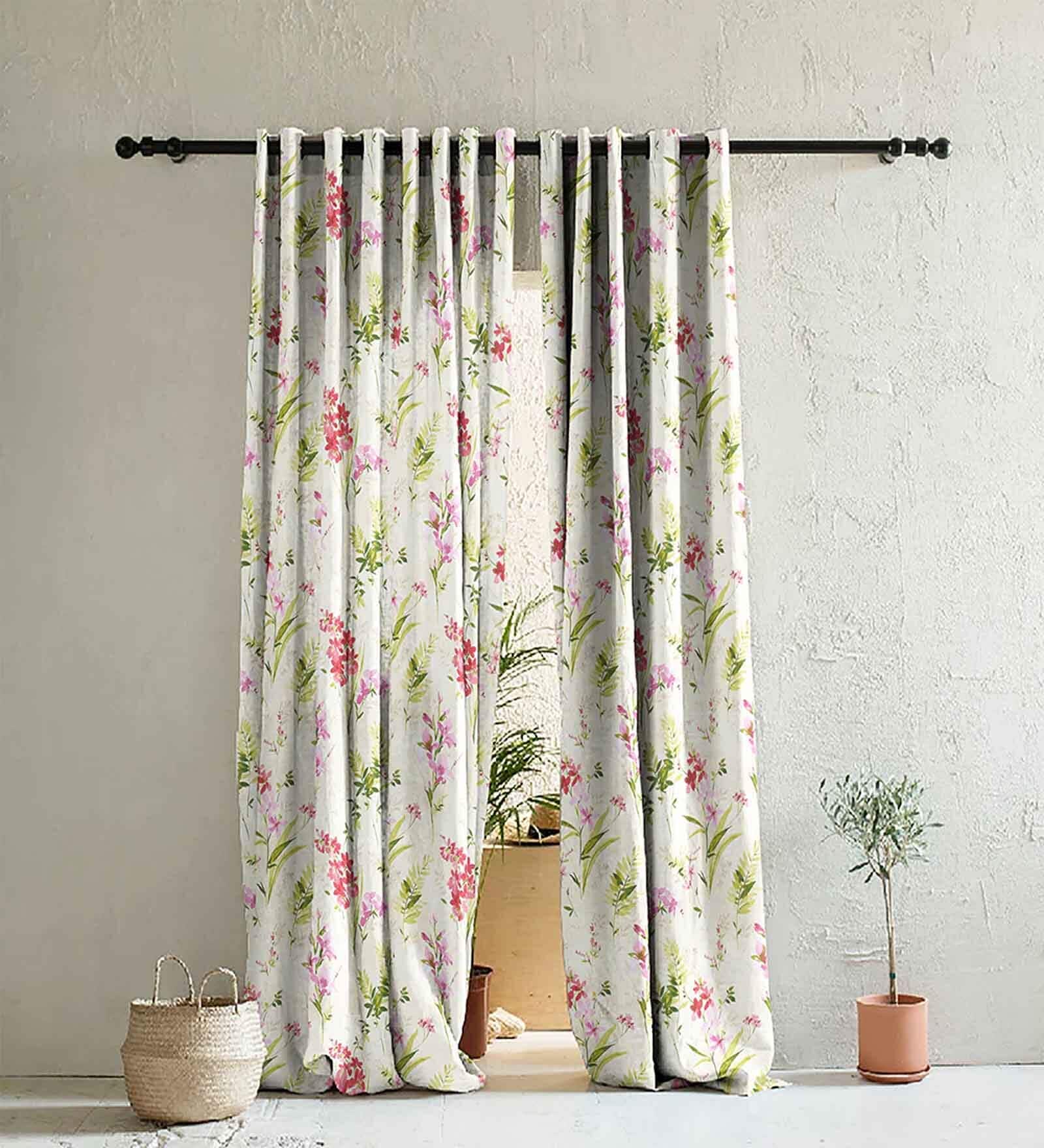 Buy Multicolor Polyester Floral 5ft Light Filtering Eyelet 1 Window ...