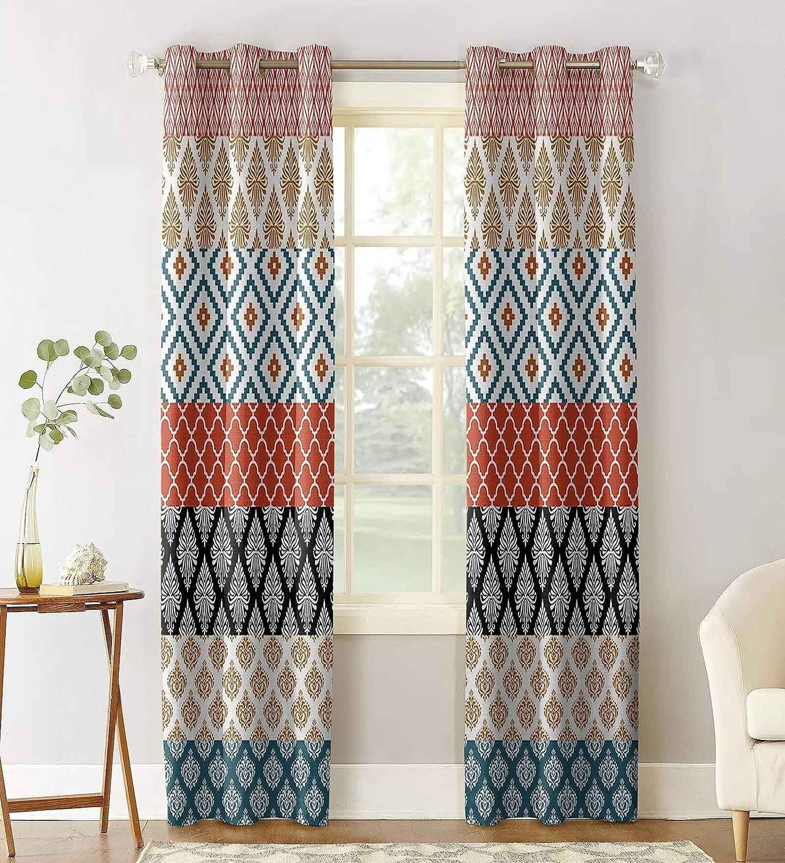 Buy Multicolor Polyester Floral 5ft Light Filtering Eyelet 1 Window ...