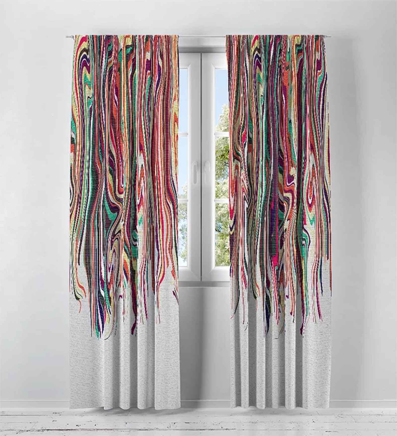 Buy Multicolor Polyester Floral 5ft Light Filtering Eyelet Window ...
