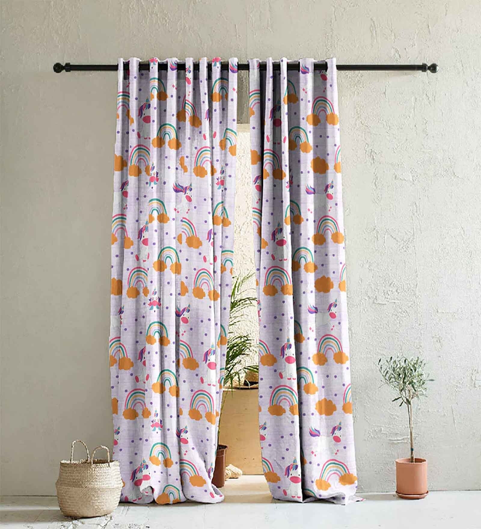 Buy Multicolor Polyester Floral 5ft Light Filtering Eyelet Window ...
