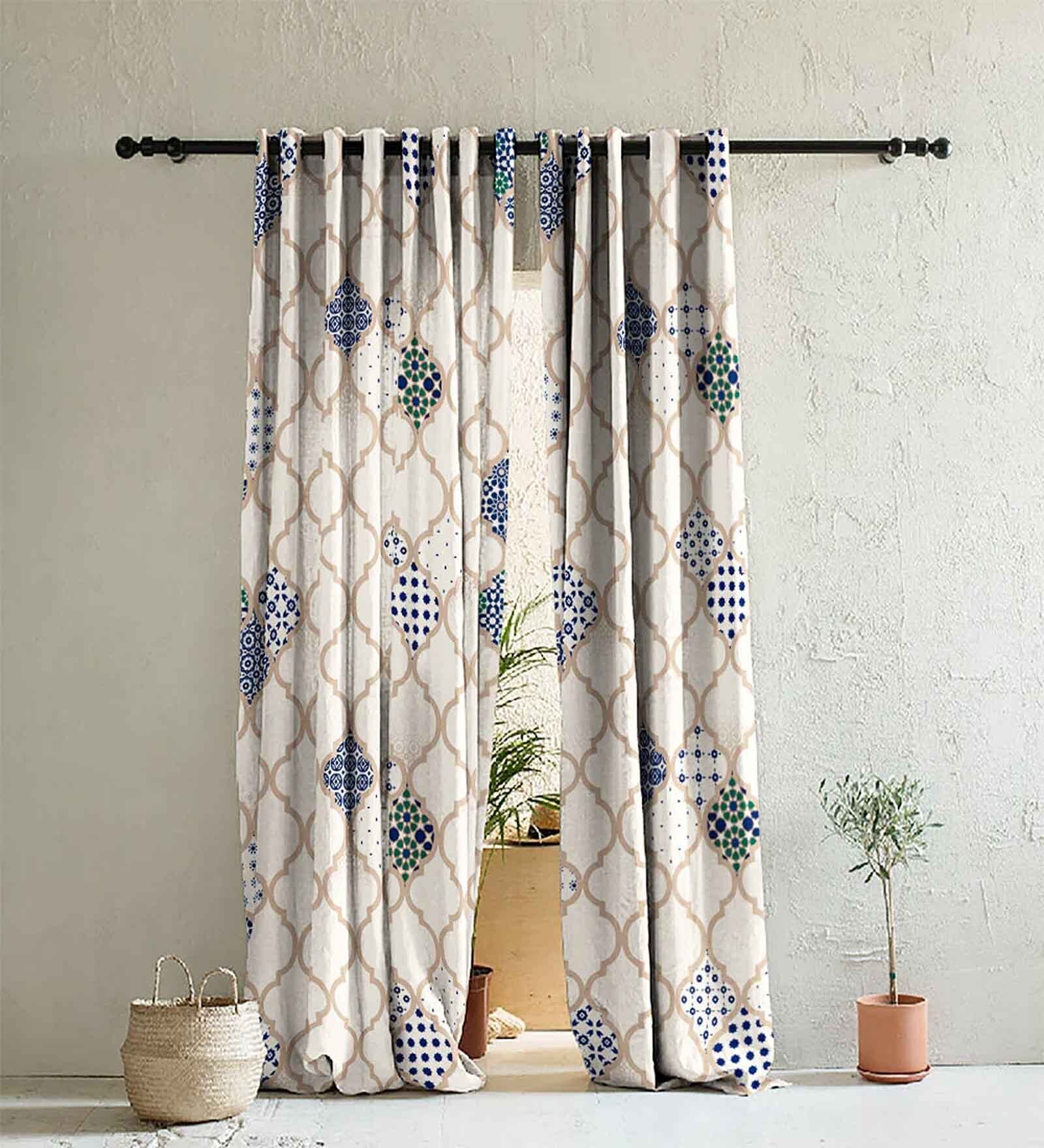 Buy Multicolor Polyester Floral 5ft Light Filtering Eyelet Window ...