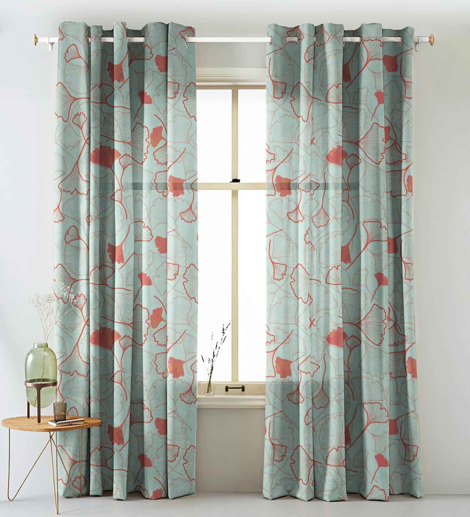 Buy Multicolor Polyester Floral 7ft Light Filtering Eyelet Door ...
