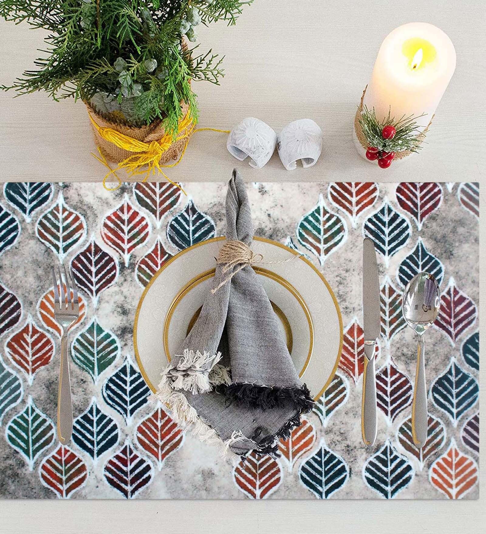 Buy Zig Zag Magic (18x12) Multicolor Rubber (Set of 7) Table Linen Set at 70% OFF by Luxe Home ...