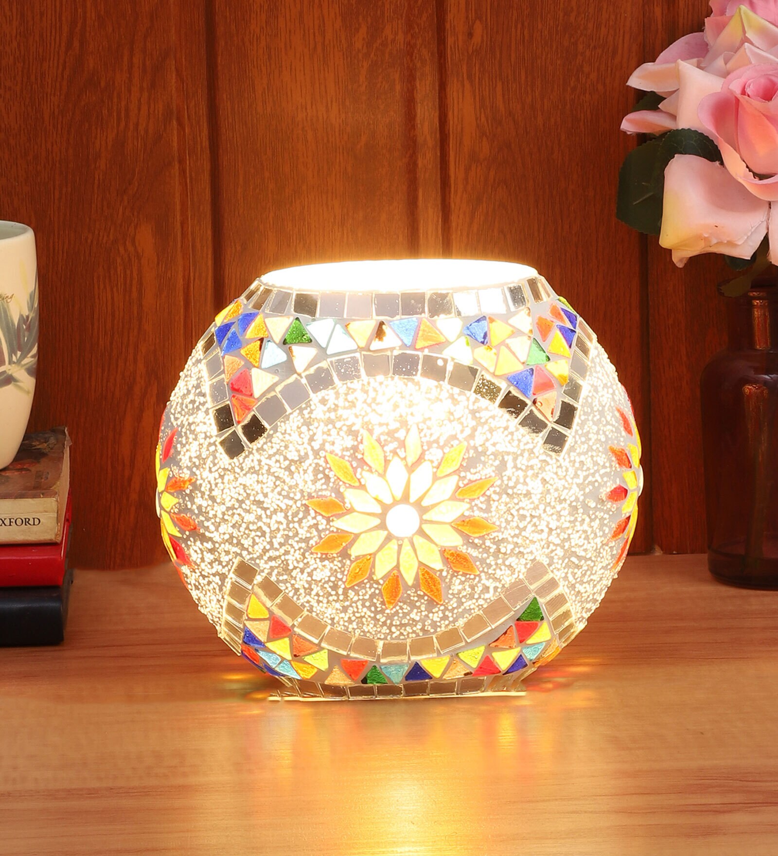 Buy Gabrielle Multicolour Glass Shade Table Lamp With Glass Base at 54% ...