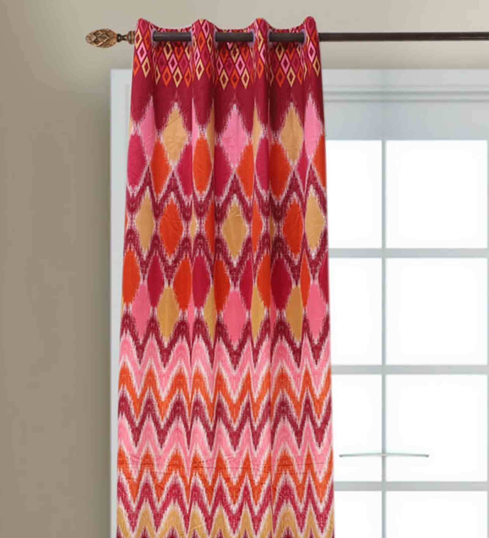 Buy Multicolor Silk Solid 9 Ft Blackout Eyelet 1 Curtain by MFD Home ...