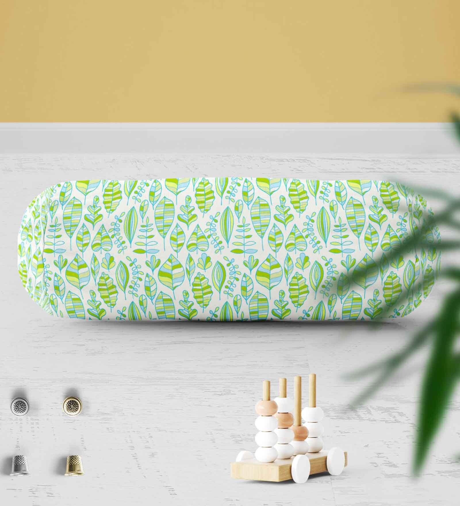 Buy Green Velvet Printed 16x6 Inches Bolster Covers (Pack of 2 ...