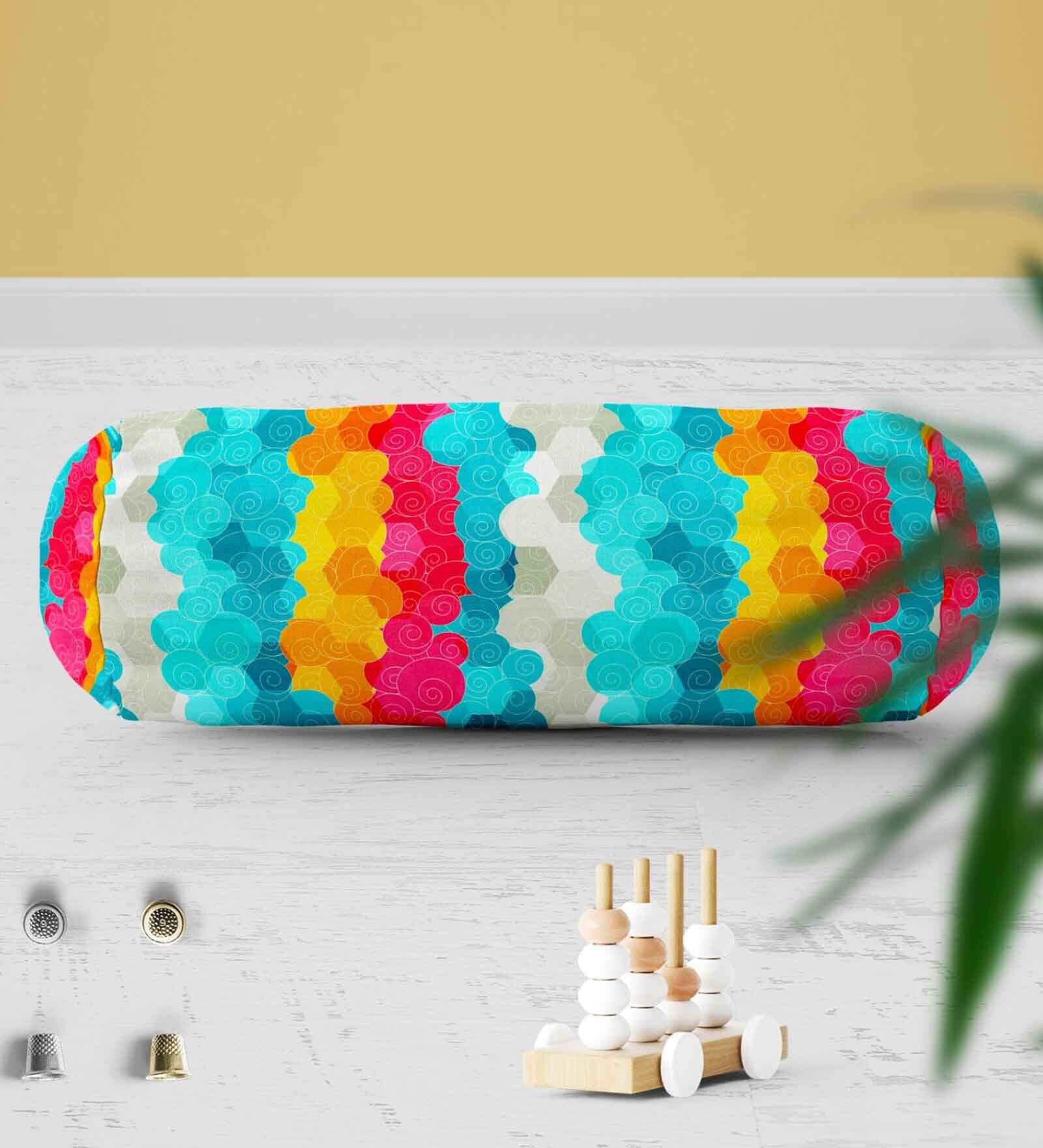 Buy Blue Velvet Printed 16x6 Inches Bolster Covers (Pack of 2 ...