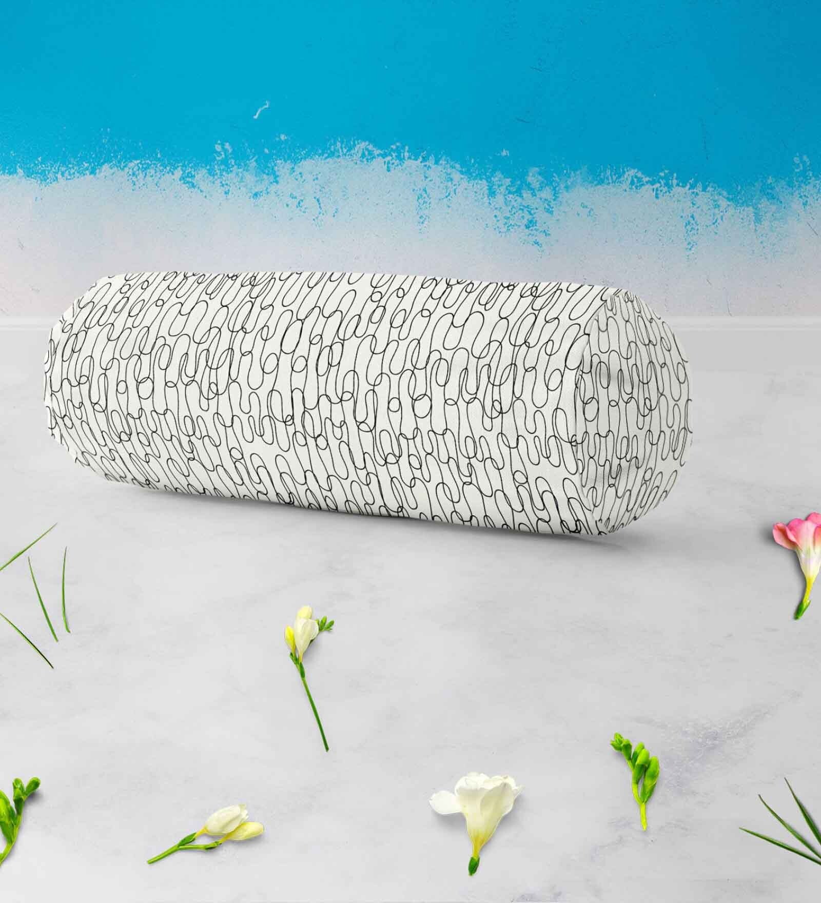 Buy White Velvet Printed 16x6 Inches Bolster Covers (Pack of 2 ...