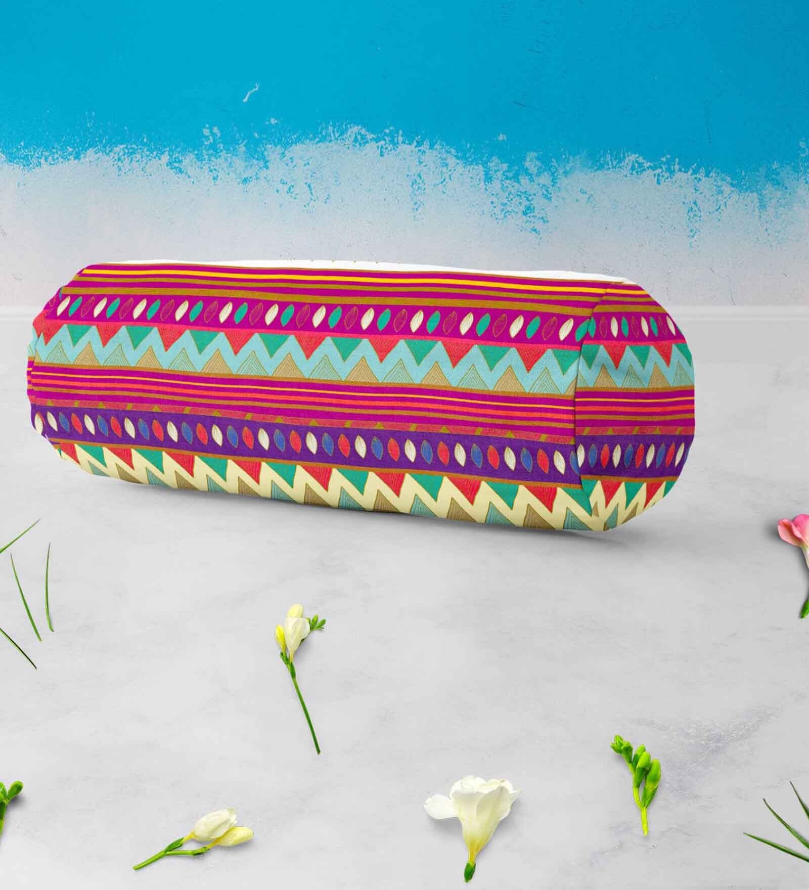 Buy Multicolor Velvet Printed 16x6 Inches Bolster Covers (Pack of 2 ...