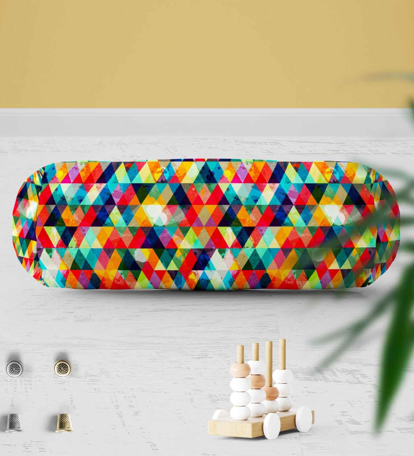 Buy Multicolor Velvet Printed 16x6 Inches Bolster Covers (Pack of 2 ...