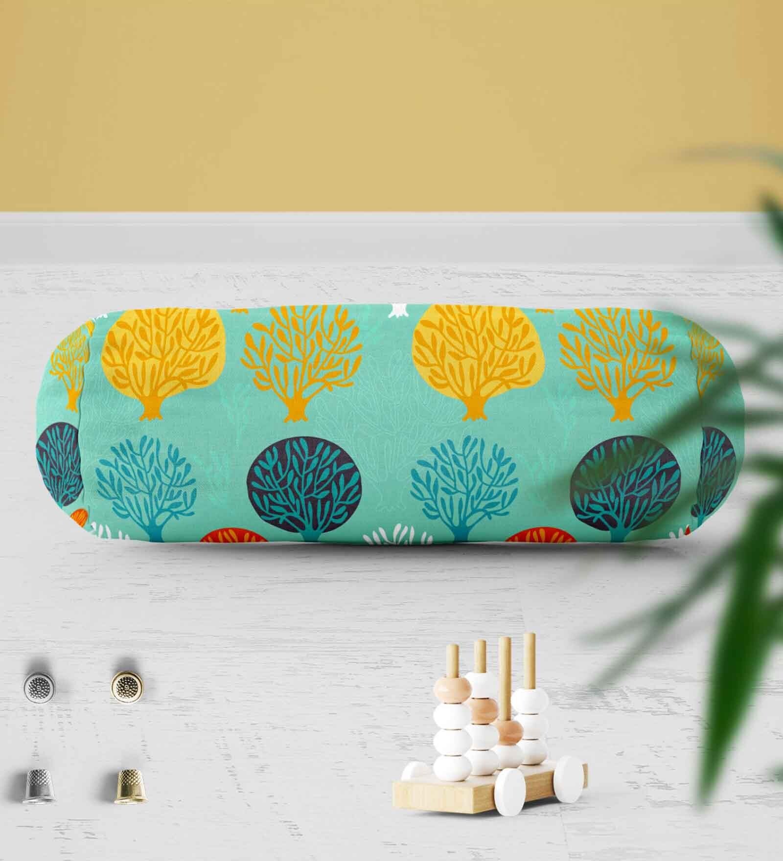 Buy Green Velvet Printed 16x6 Inches Bolster Covers (Pack of 2 ...
