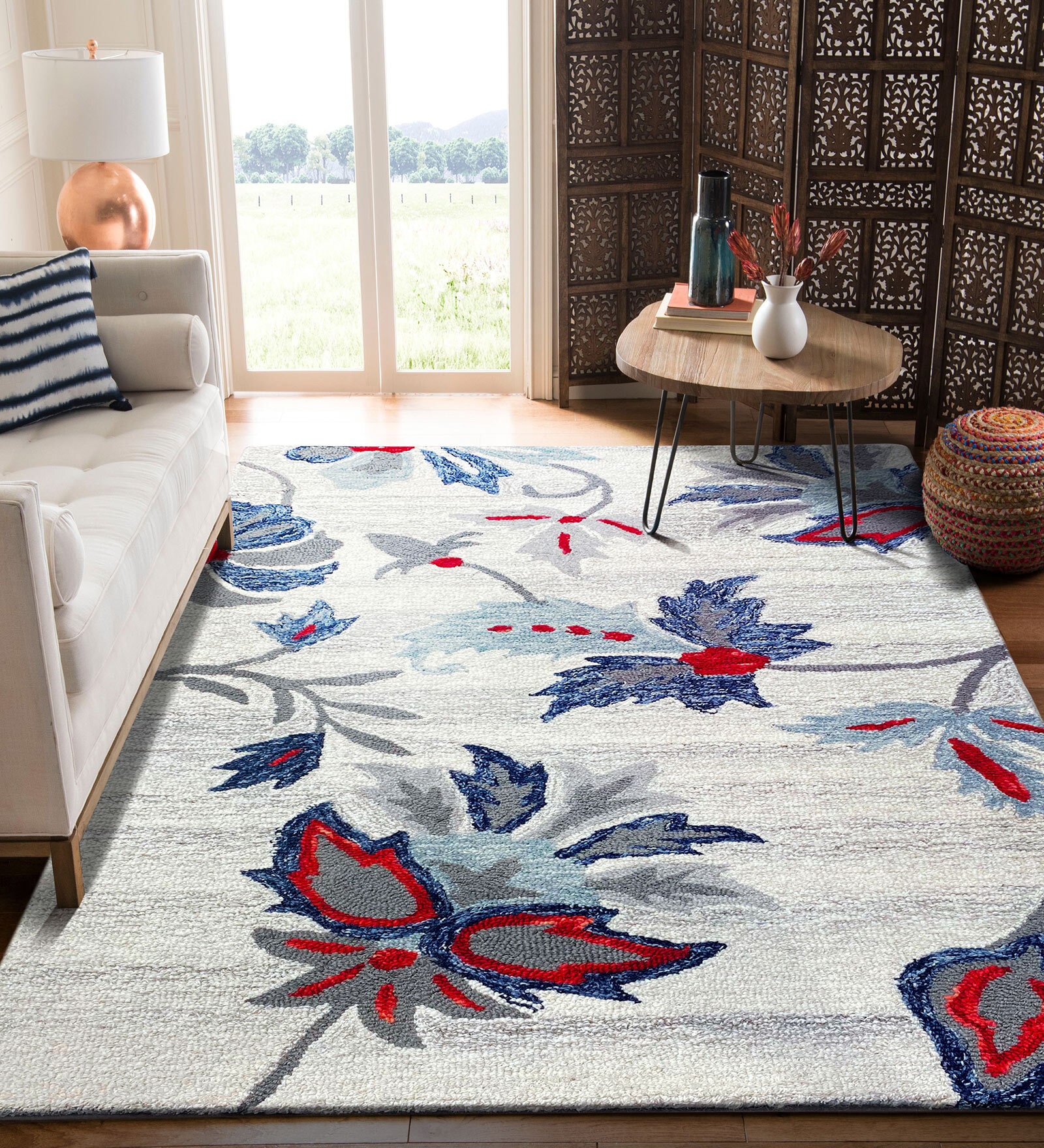 Buy Multicolor Wool Floral 3 ft x 5 ft Hand Tufted Carpet at 12% OFF by ...
