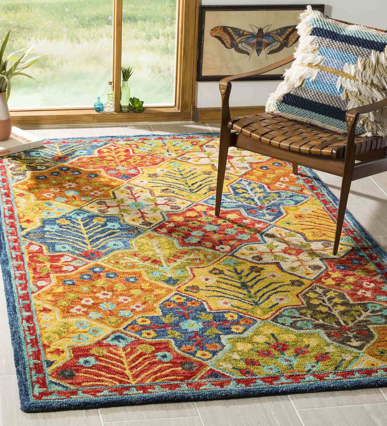 Buy Multicolor Wool Floral 4 x 6 Feet Hand Tufted Carpet by Imperial ...