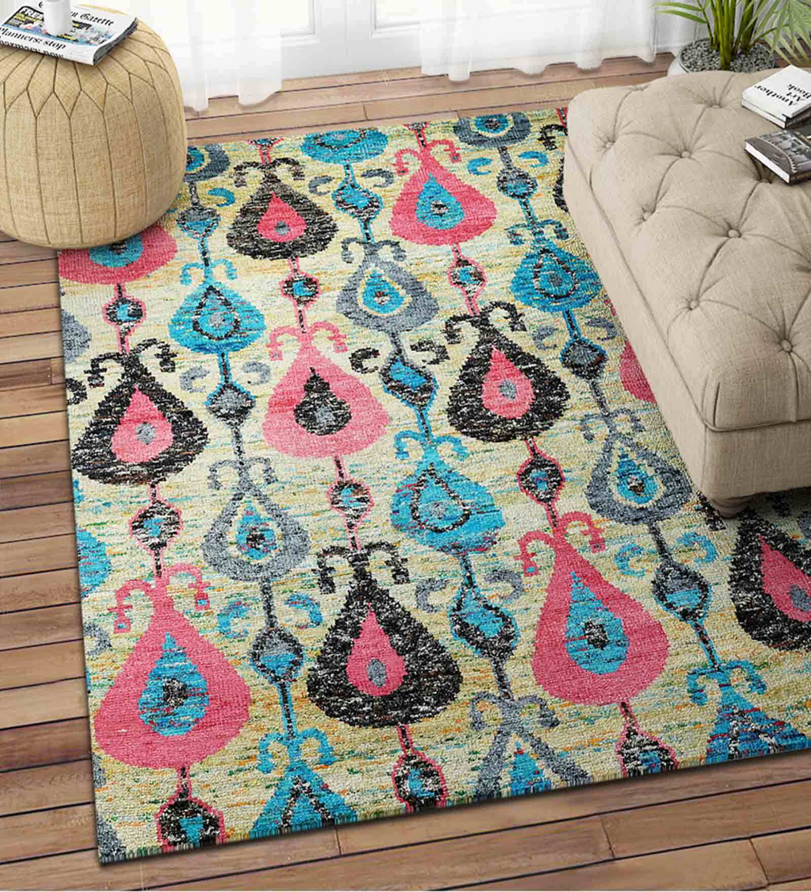 Buy Multicolor Abstract Wool 5 ft x 8 ft Hand Tufted Carpet by Imperial ...
