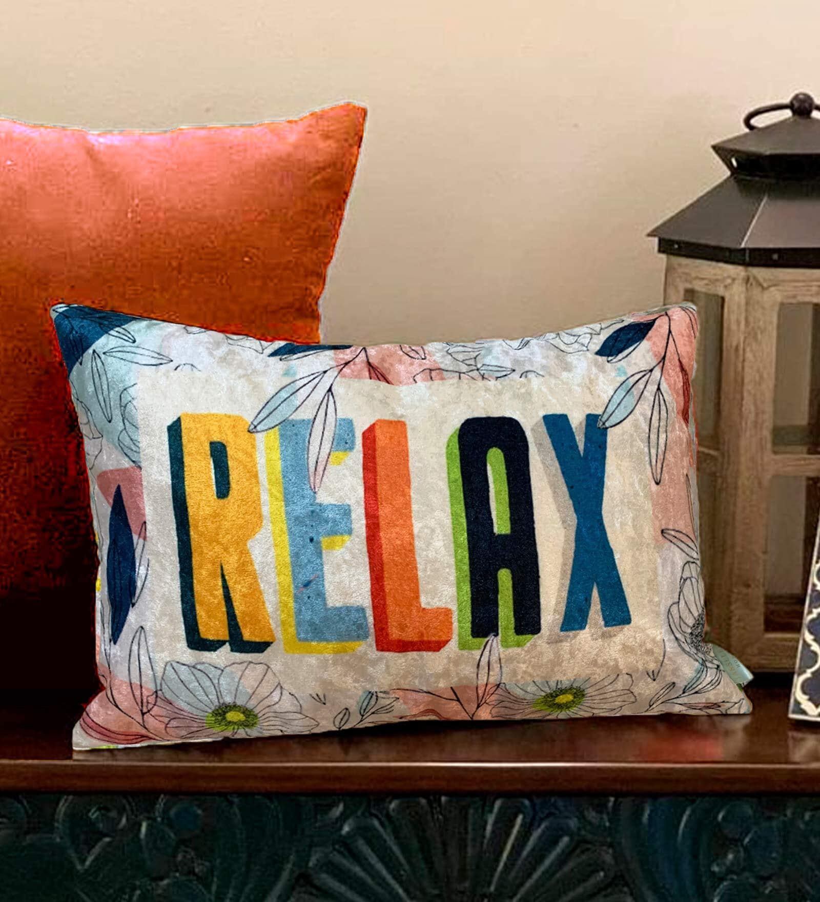 Buy Multicolor Relax Quoted Velvet 18 x 12 Inches Cushion Cover at 43% ...