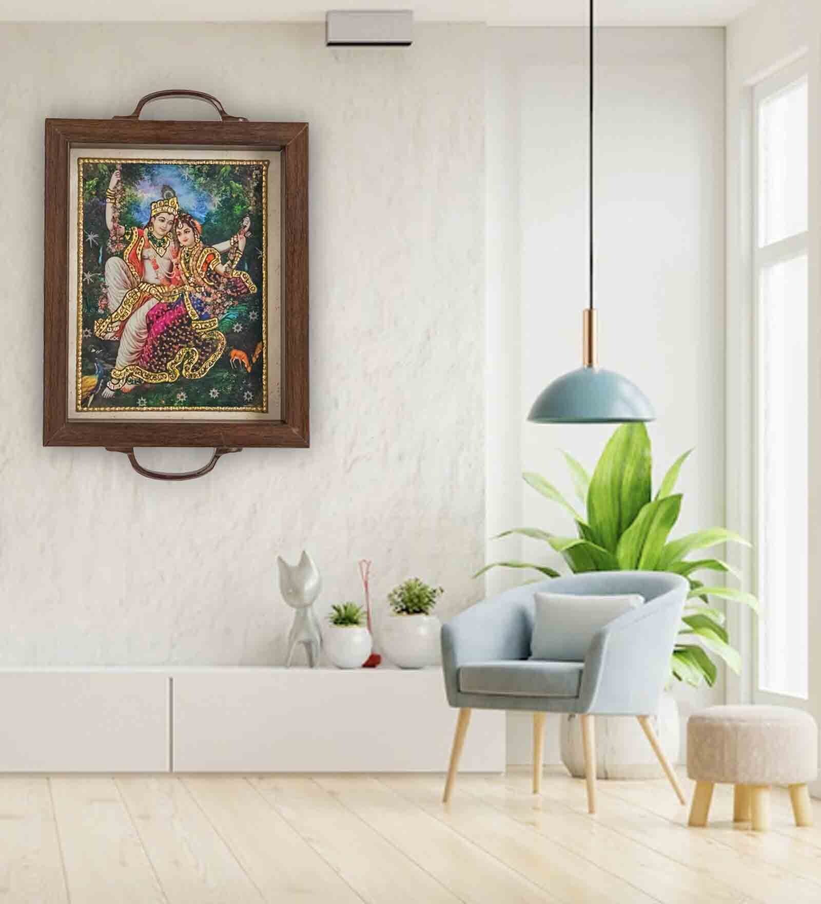 Buy Multicolour 24K Gold Arnav Plated Radhakrishna Framed Tanjore ...