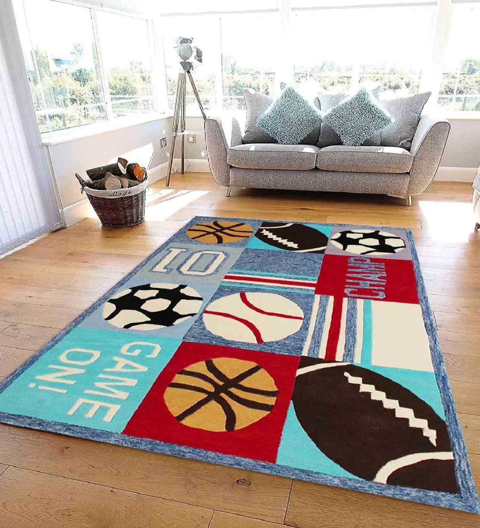 Buy Multicolour Abstract Wool 6 x 4 Feet Anti Slip Kids Floor Mat by ...