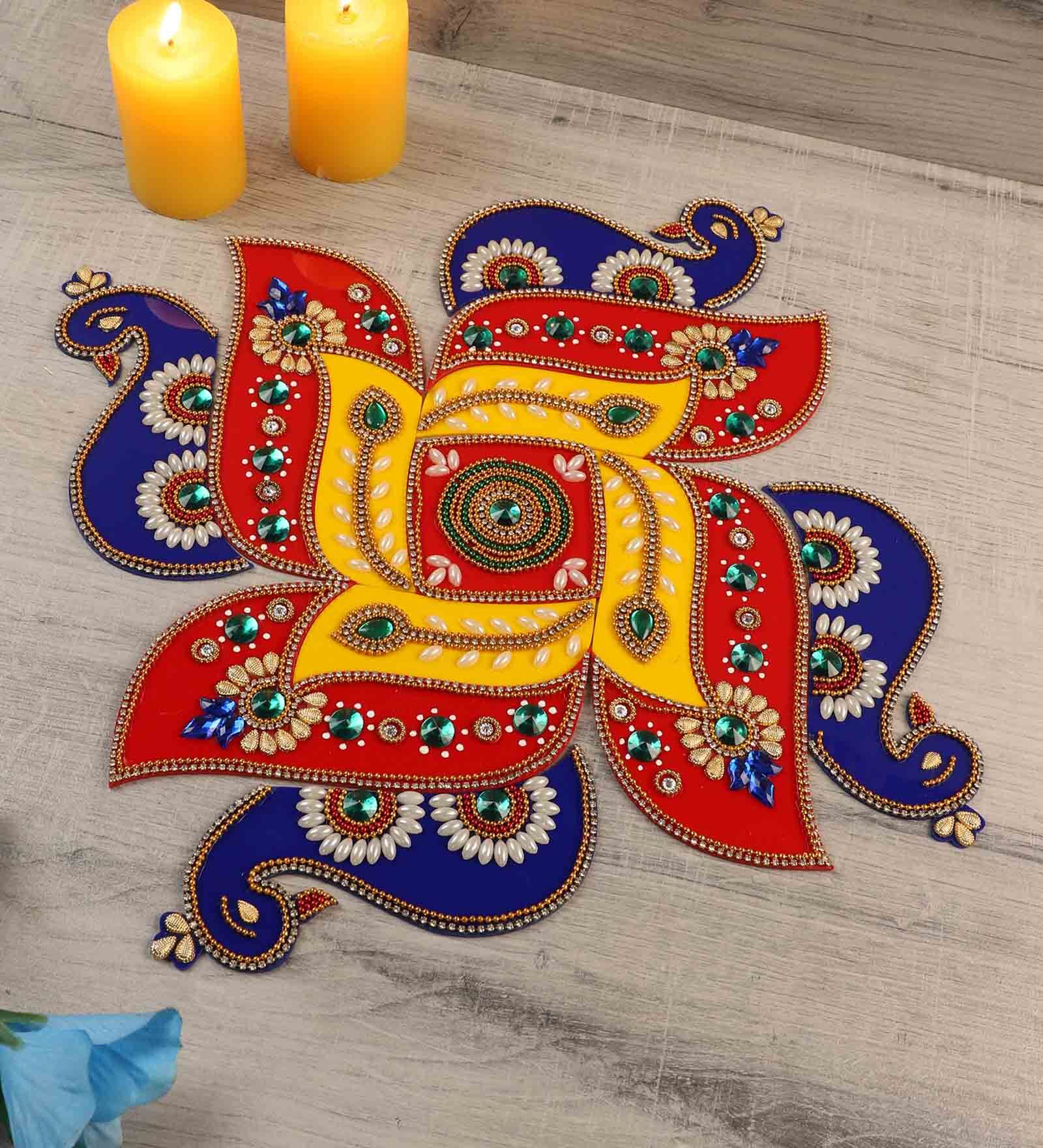 Buy Multicolour Acrylic Swastik Peacock Rangoli at 15% OFF by Itiha ...