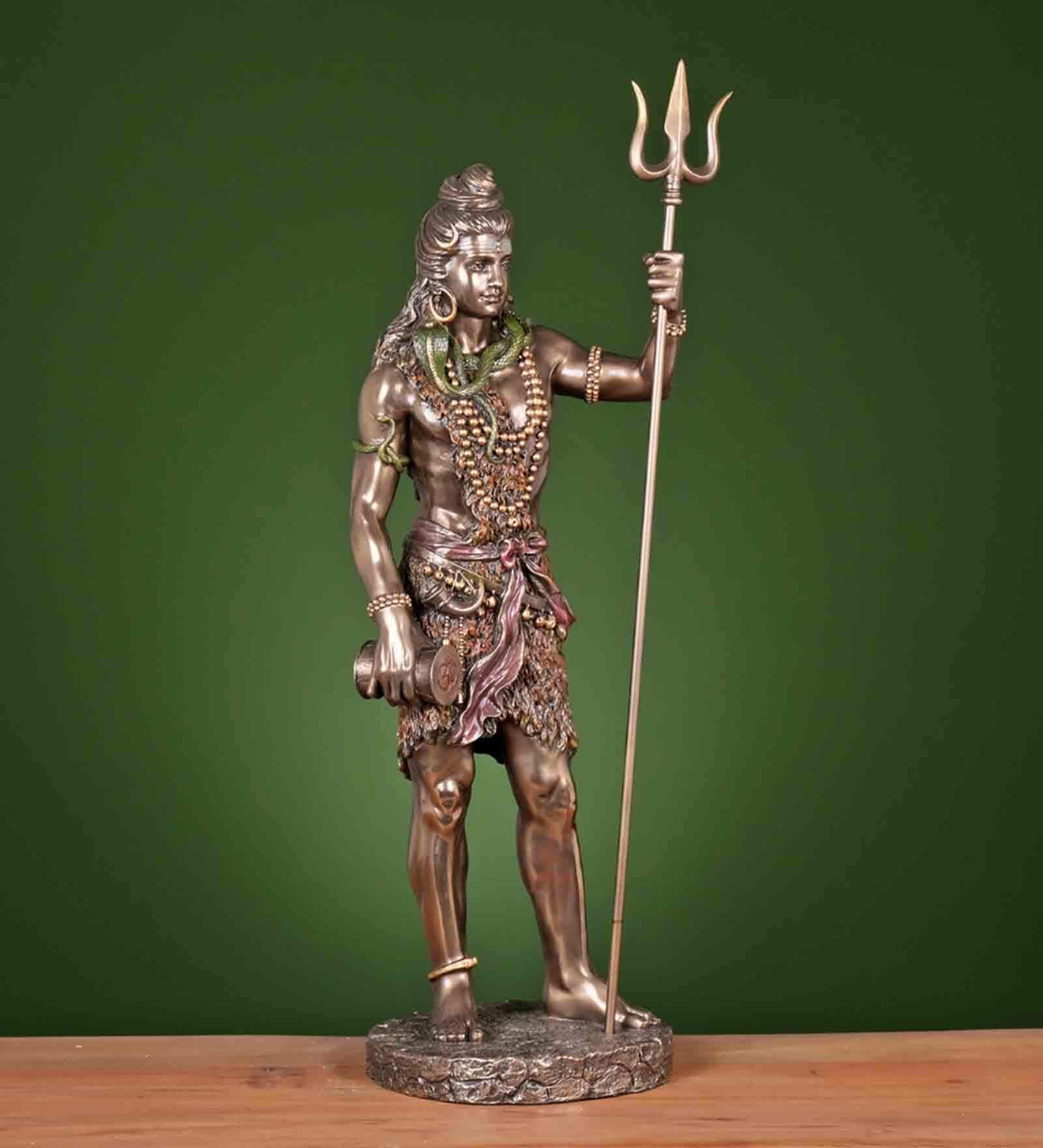 Buy Multicolour Bonded Bronze Lord Shiva Idol Standing Shiv Ji by Ekaa ...