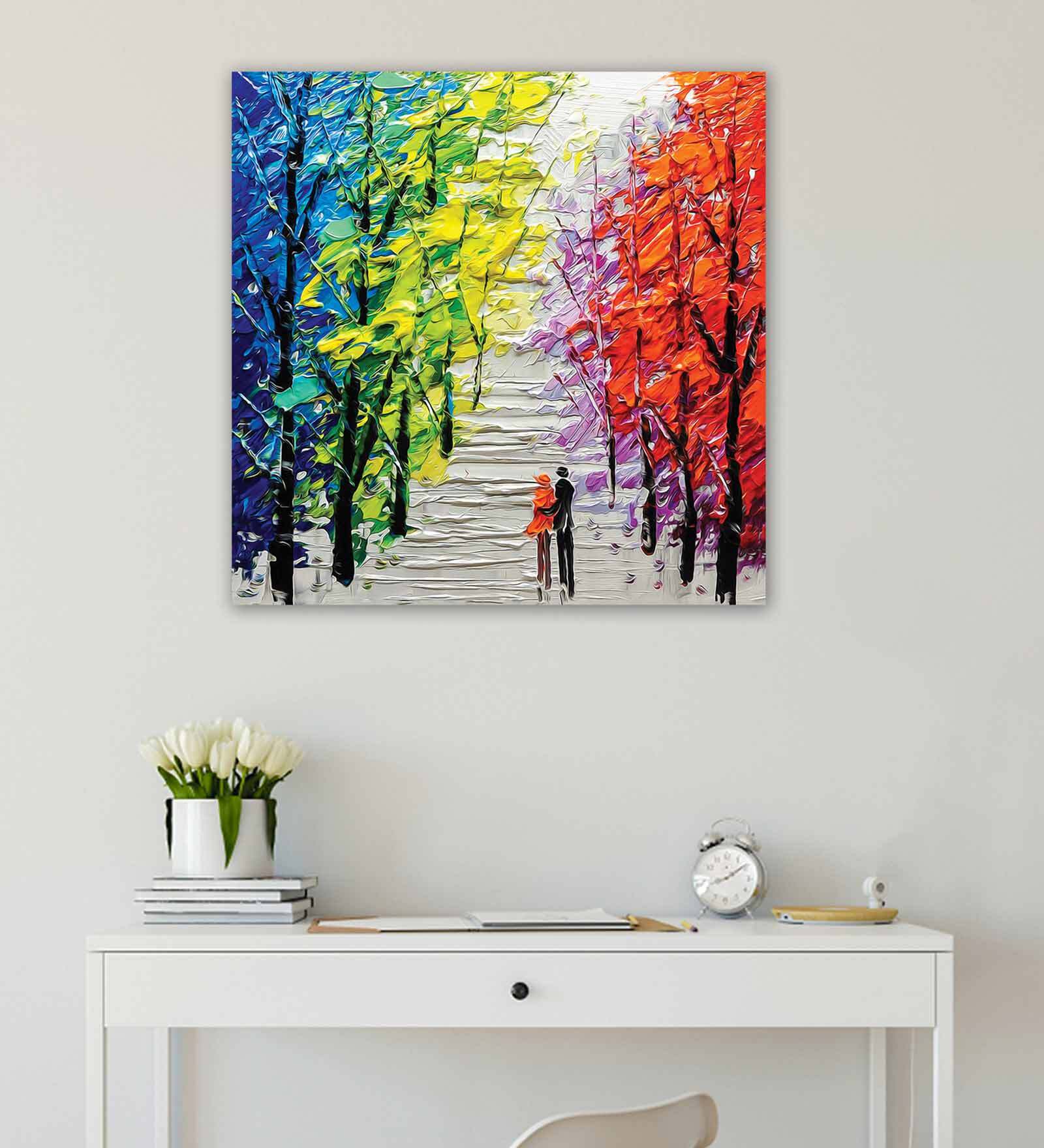 Buy Beautiful Couple Multicolour Canvas Teakwood And MDF Framed Art ...