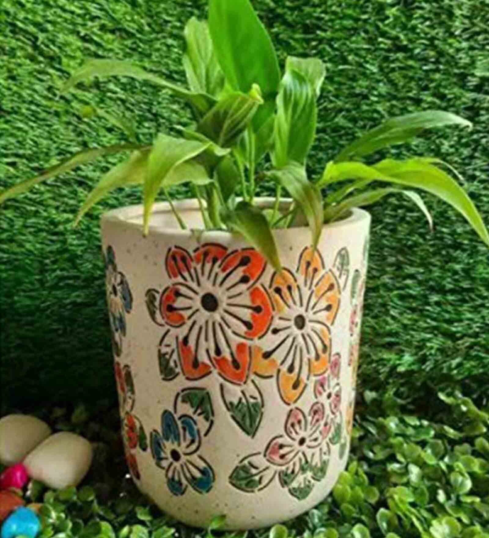 Buy Multicolour Ceramic Flower Design Floor Planter at 10% OFF by ...