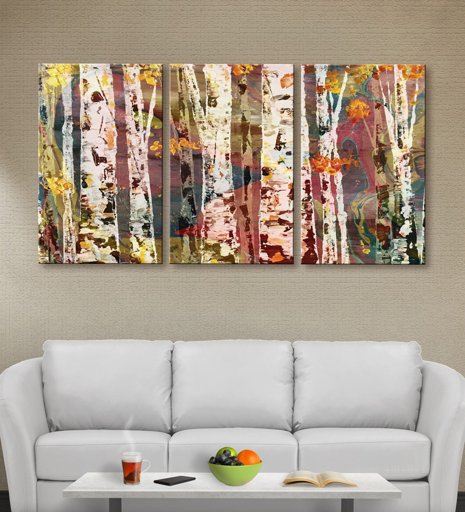 Buy Multicolour Cotton & Canvas Absract Printed Art Panel - Set Of 3 By ...