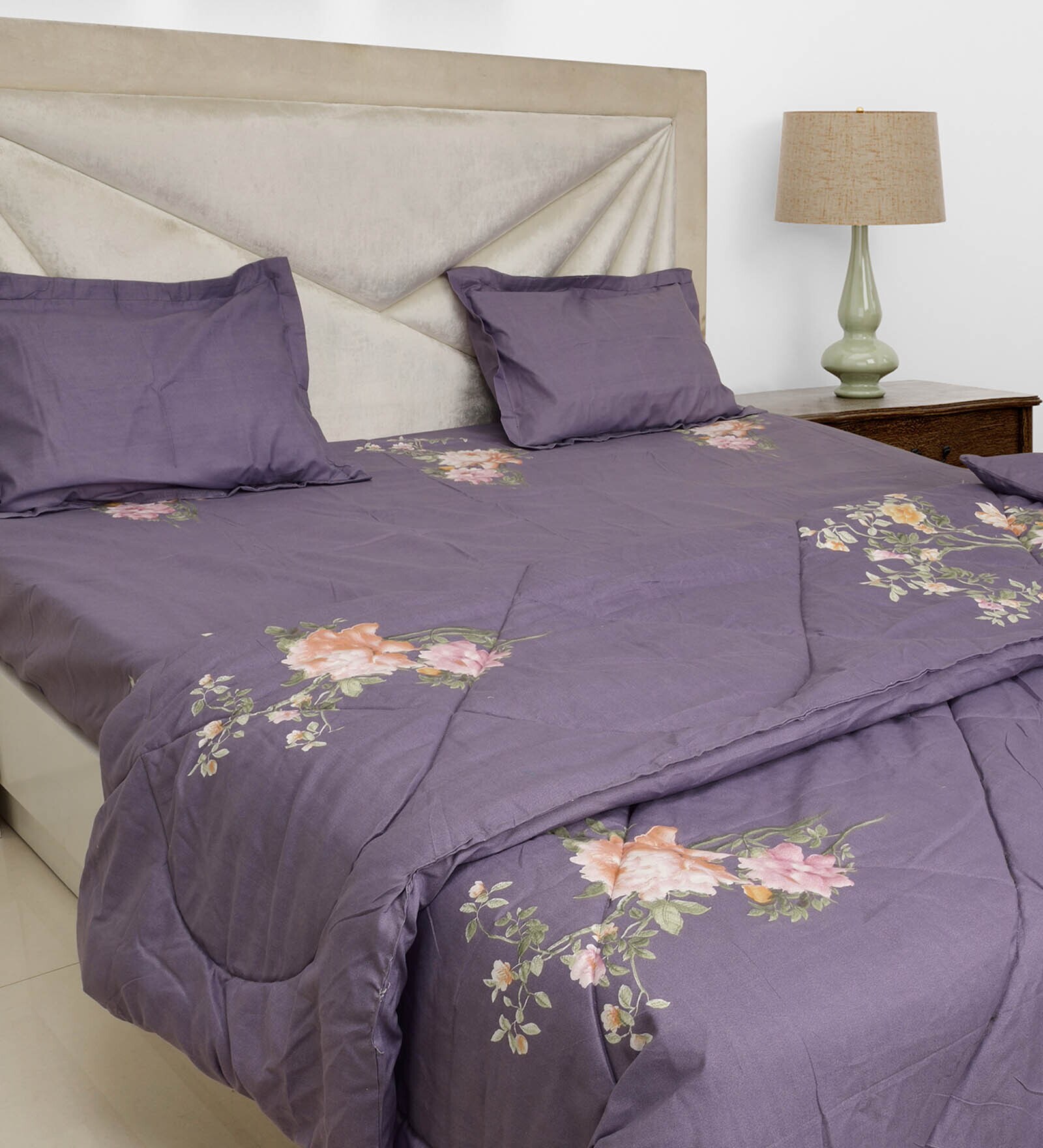 Buy Multicolour Cotton 200 GSM AC Room Quilted Bedding Set By Tokyo ...