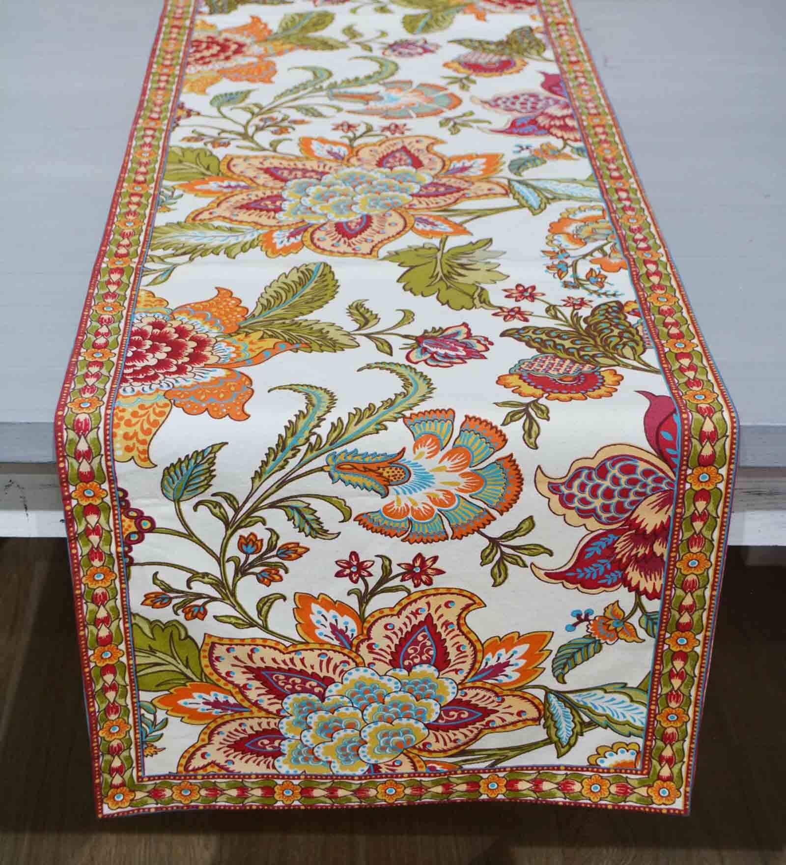 Buy Multicolour Cotton Printed 87x17 Inches Table Runner by R Home at ...