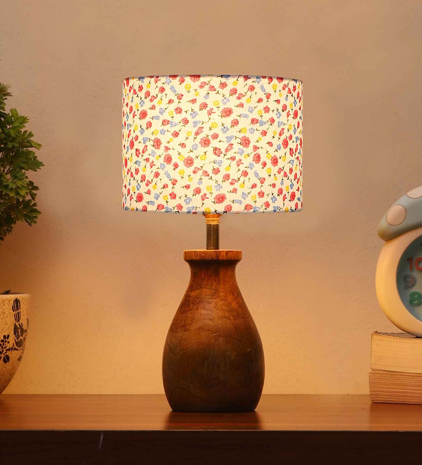 Buy Multicolour Cotton Table Lamp With Wood Base at 50% OFF by New Era ...