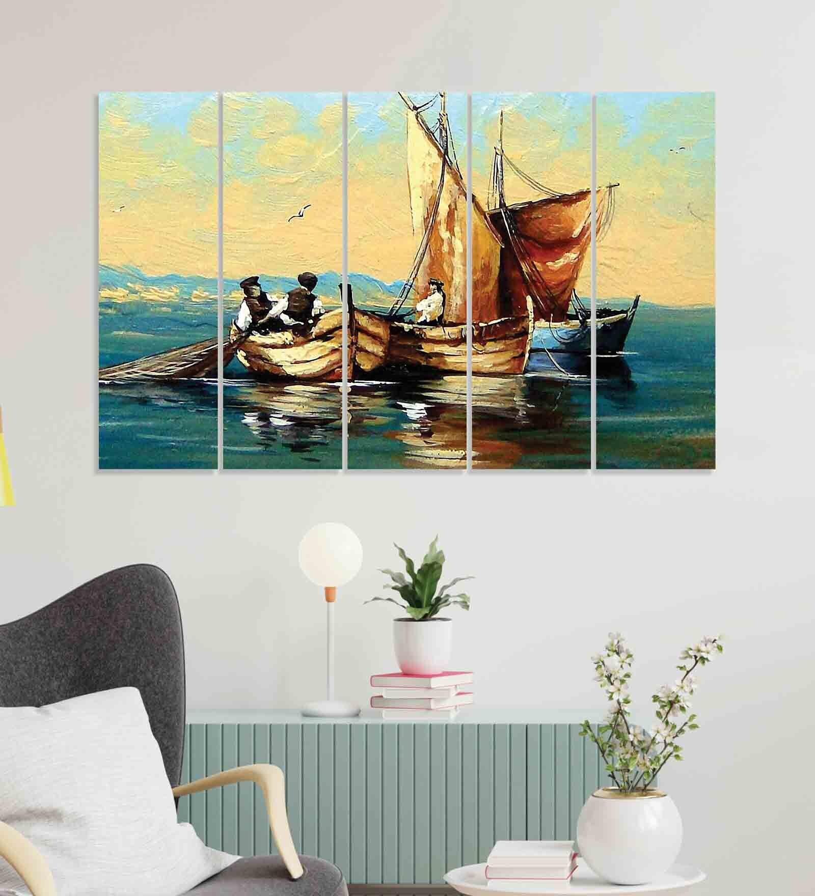 Buy Multicolour Engineered Wood (Set of 5) Framed Art Panels at 13% OFF ...