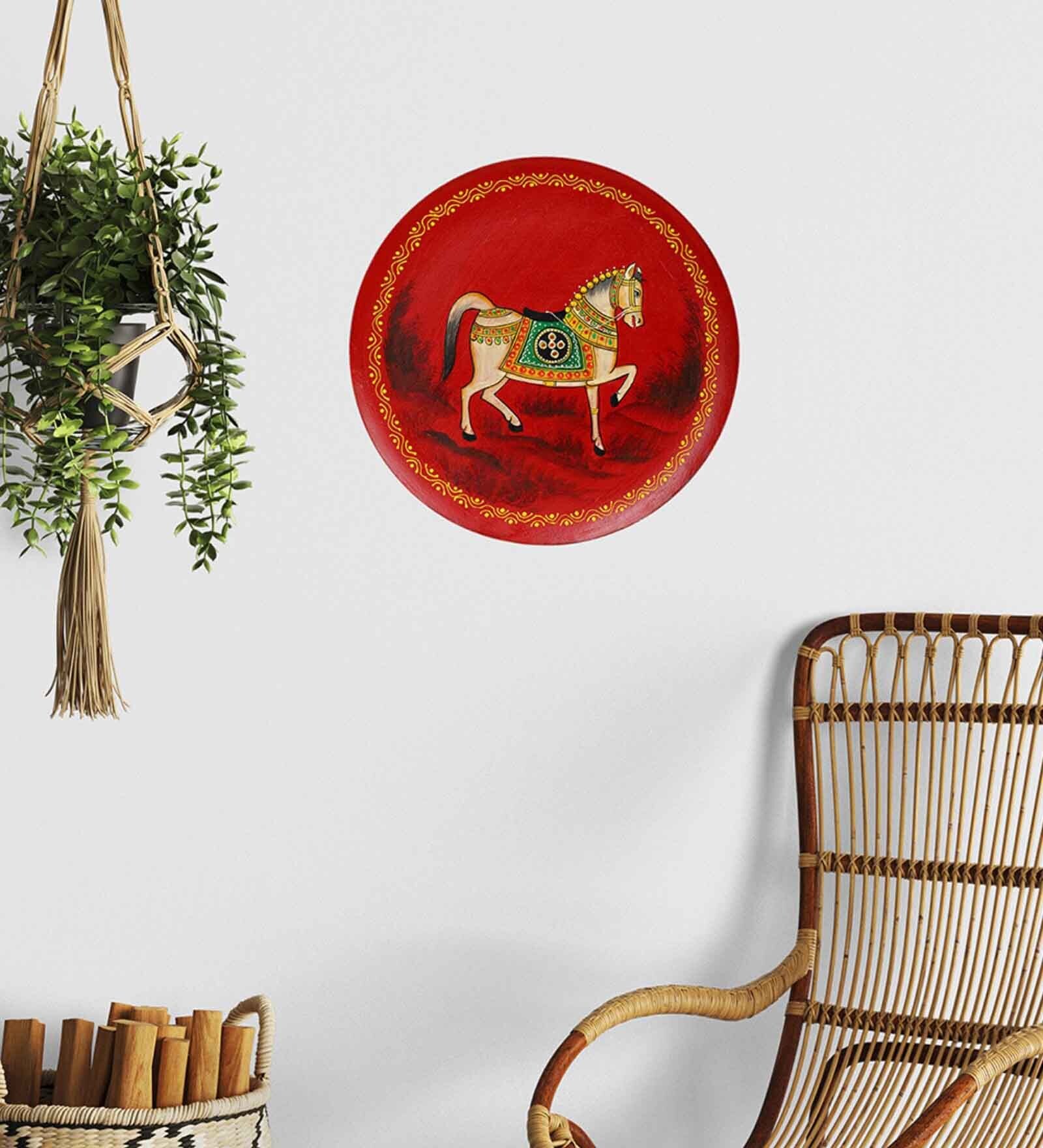 Buy Red Multicolour Engineered Wood Wall Plate at 25% OFF by THE ...
