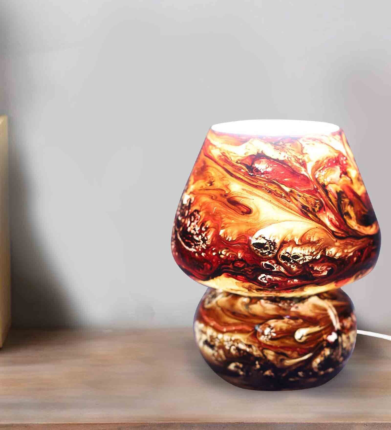 Buy Porco Multicolour Glass Shade Night Lamp With Glass Base By ...